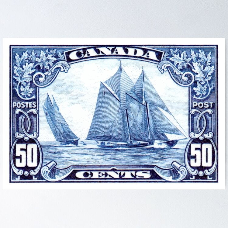 POSTER 1929 Canada Schooner Bluenose Postage Stamp POSTER UNFRAMED ...