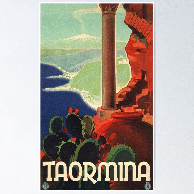 POSTER 1933 Taormina Italy Travel POSTER UNFRAMED, 8x12 - Walmart.com
