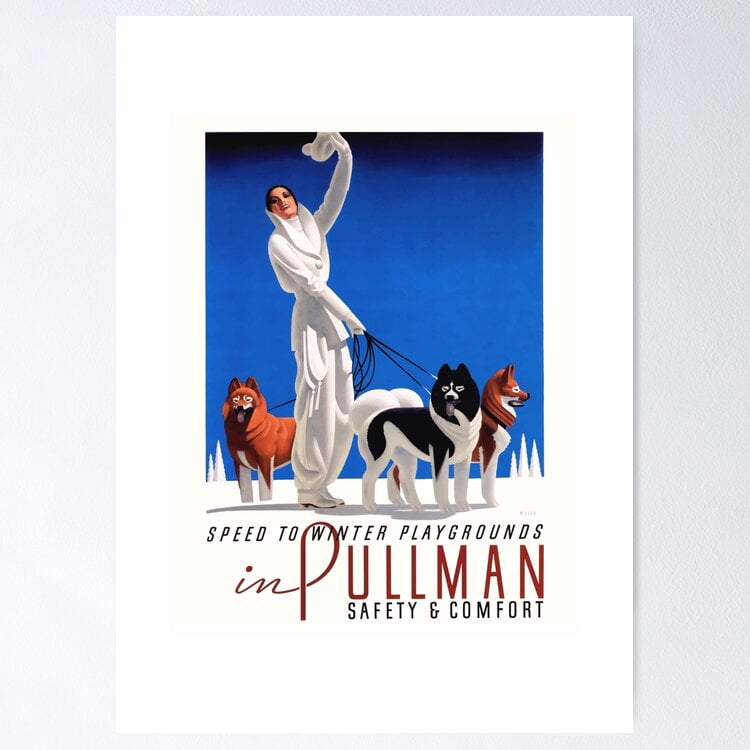 Poster 1935 Pullman Speed To Winter Playgrounds Train Travel - Unframed ...