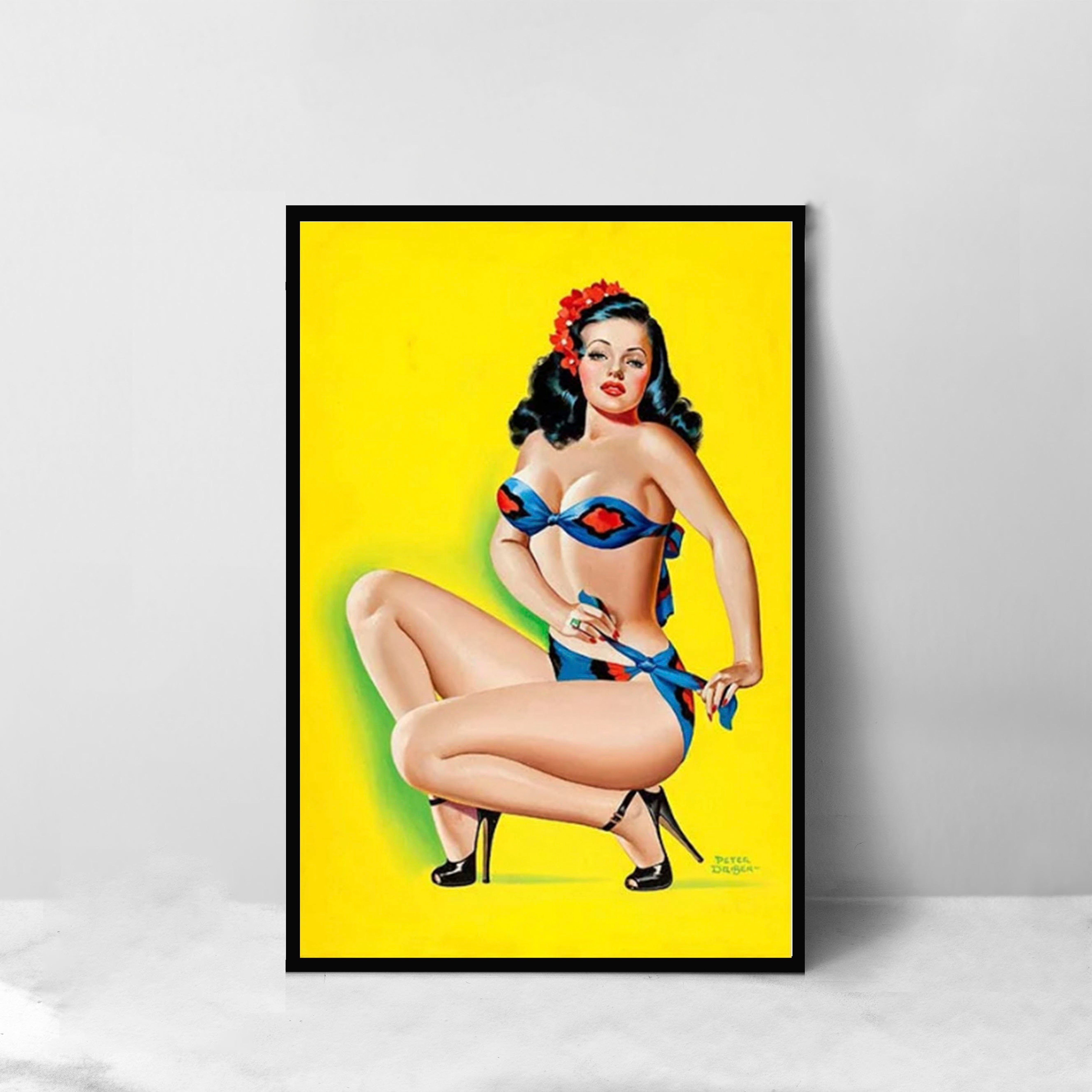 Poster 1940s Driben Classic American Pin Up Island Poster Aloha Blue