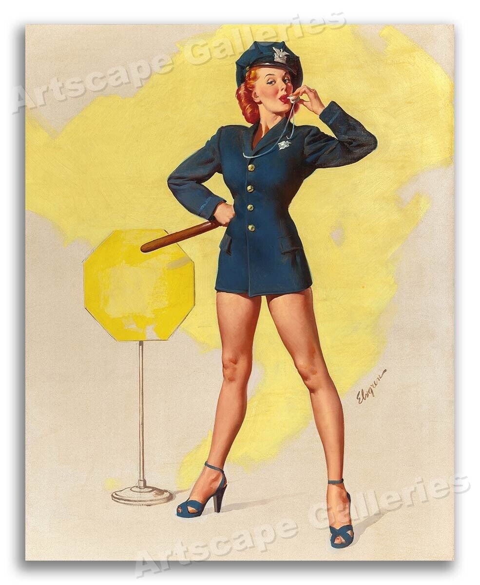POSTER 1940s Gil Elvgren PinUp Police Woman Poster - "A Real Stopper"-12x18-UNFRAMED - Walmart.com