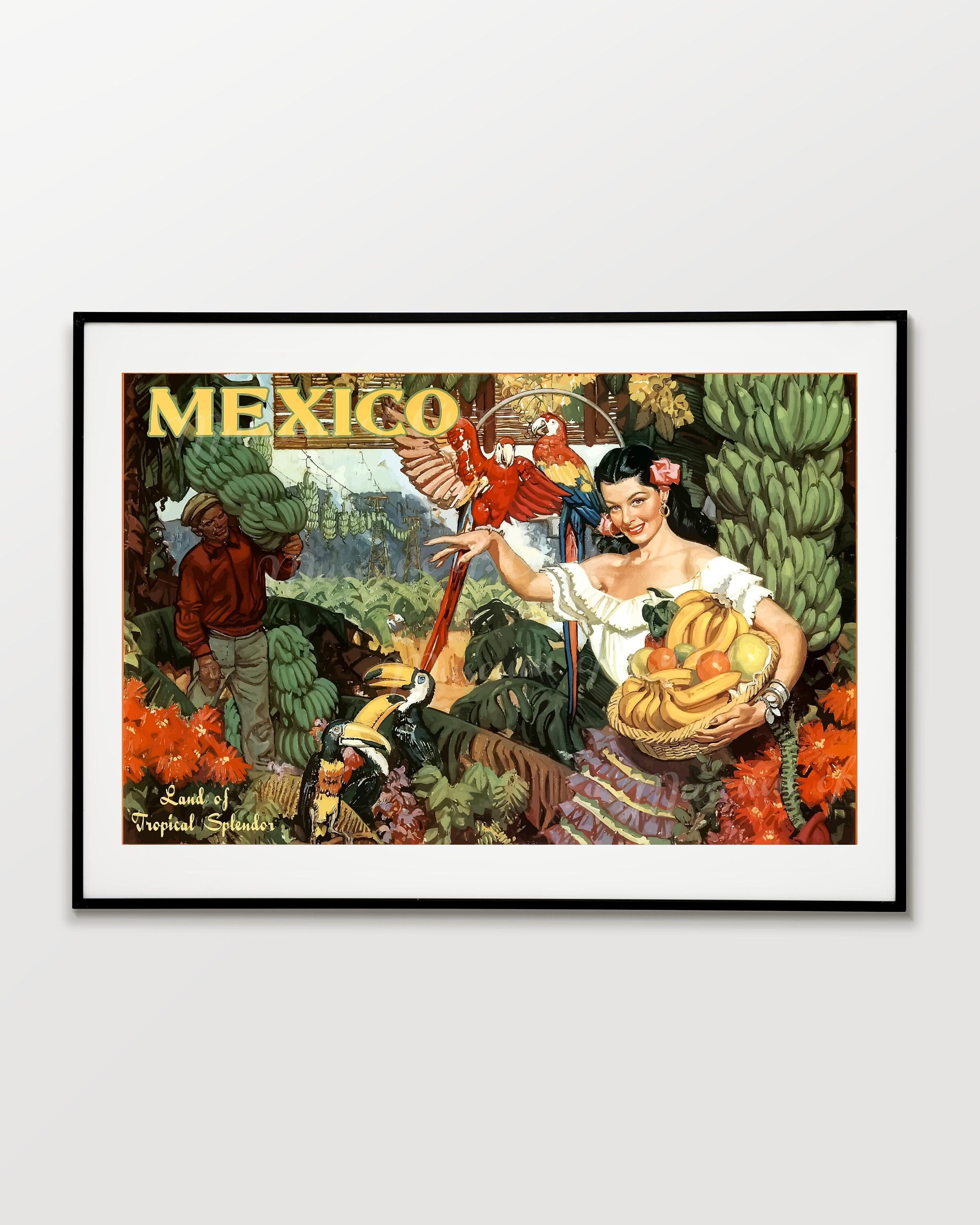 POSTER 1950s, Mexico, Land of Tropical Splendour, Vintage Travel Poster ...