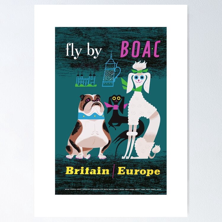 POSTER 1955 BOAC Britain Europe Airline POSTER UNFRAMED, 8x12 - Walmart.com