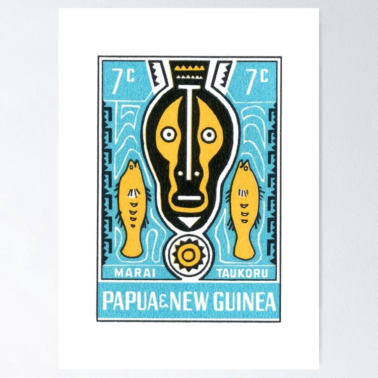 POSTER 1966 Papua New Guinea Folklore Marai Taukoru Stamp POSTER ...