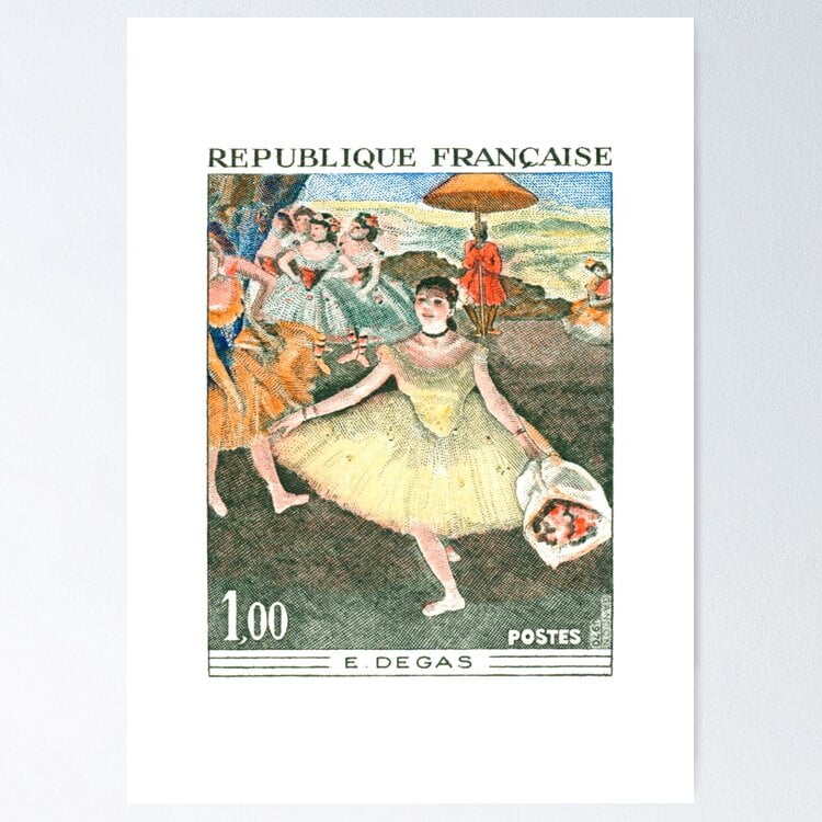 POSTER 1970 FRANCE Edgar Degas Ballet Dancer Postage Stamp POSTER ...