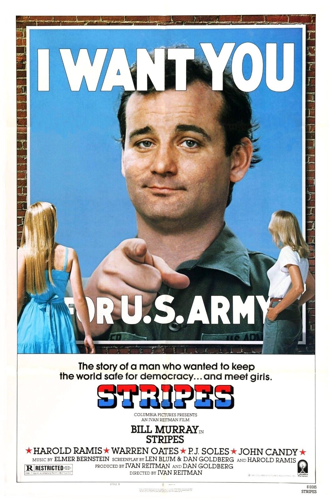 POSTER 1981 Stripes Movie Poster Bill Murray Harold Ramis John Candy ...