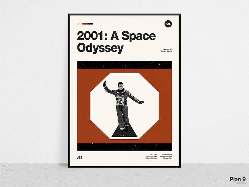 POSTER 2001: A SPACE ODYSSEY - Retro Movie Print | Modern Vintage | Mid ...