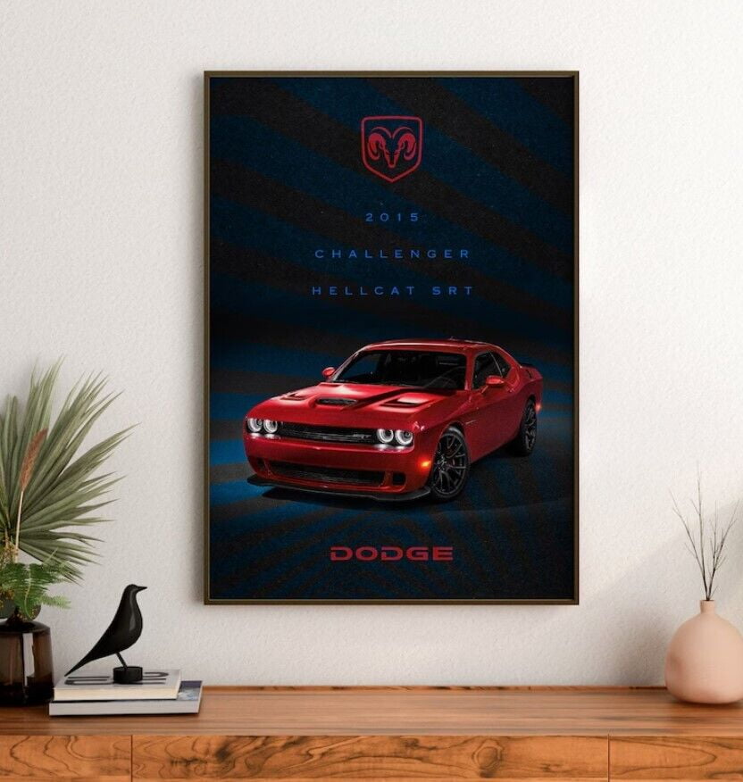 POSTER 2015 Dodge Challenger Hellcat SRT Poster | Iconic Muscle Car Art ...