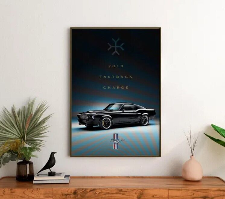POSTER 2019 Ford Mustang Fastback Charge Poster | Electric Muscle Car ...