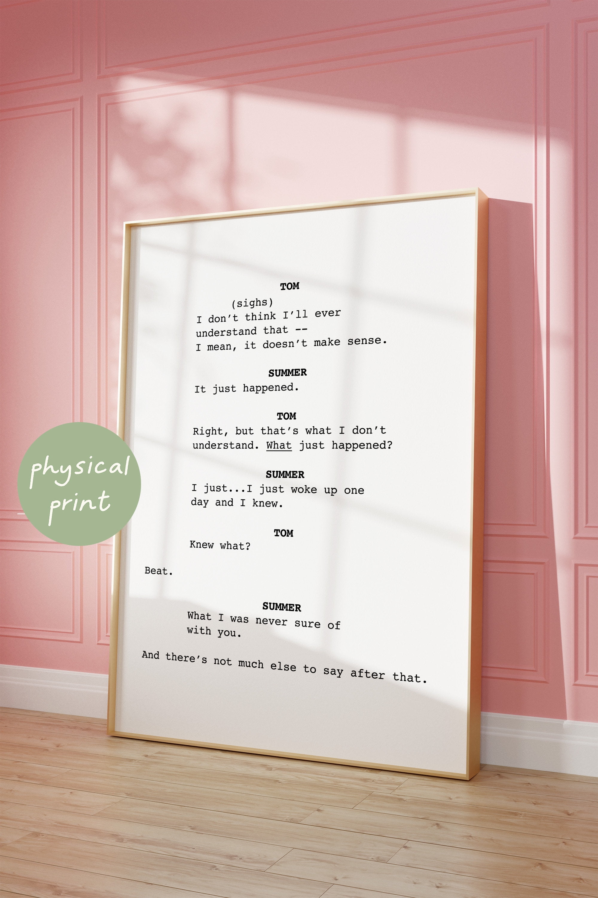 POSTER 500 Days of Summer Screenplay, Physical Print, Fun Trendy Wall ...