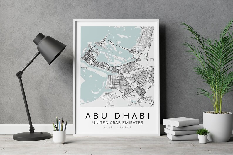 POSTER ABU DHABI City Map, United Arab Emirates Map print, maps gifts ...
