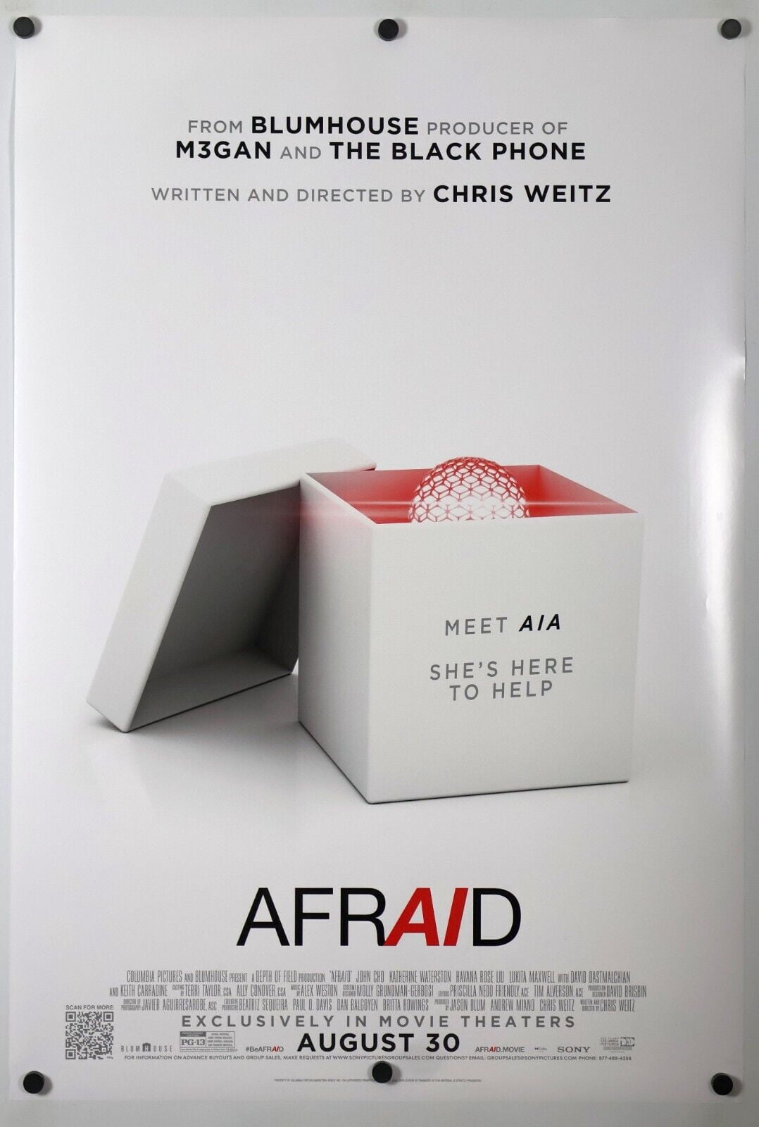 POSTER AI Afraid - original DS movie poster 2024 - Blumhouse-24x36 ...