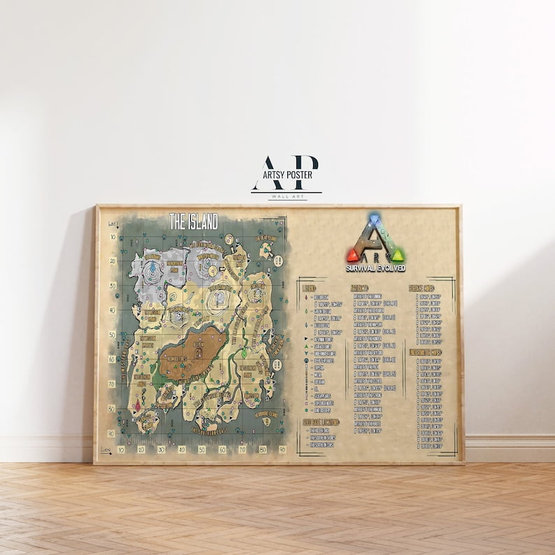 POSTER ARK Survival Evolved Map Poster, The Island, Aberration ...