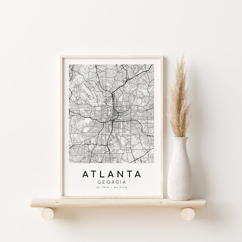 POSTER ATLANTA City Map, Georgia Personalized Map Print, new job gift ...