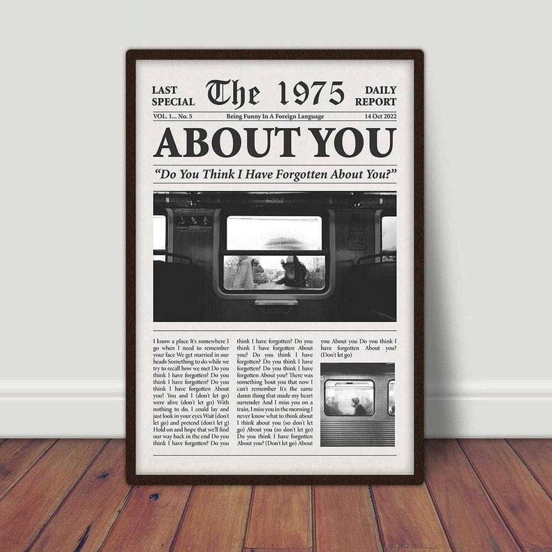 POSTER About You Lyrics The 1975 Retro Newspaper Poster Gifts for The ...