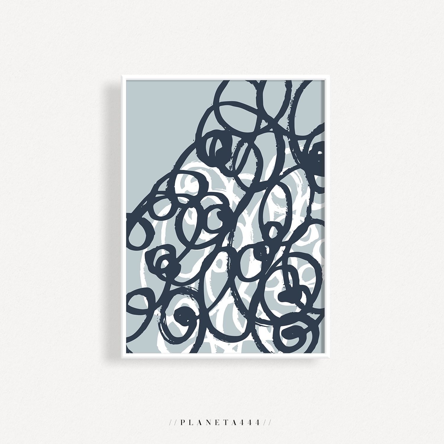 POSTER Abstract Doodles Blue 2 Art Print, Modern Abstract Wall Art ...