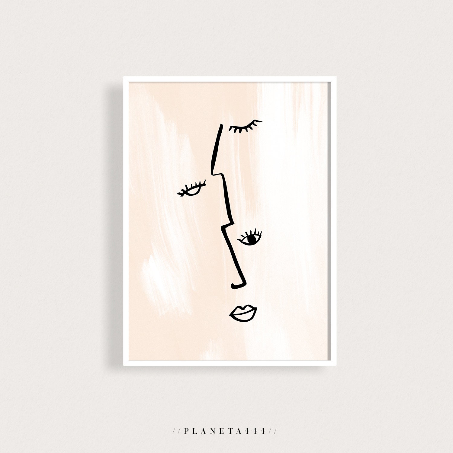 POSTER Abstract Triple Profile Art Print Modern Face Drawing Wall Art ...