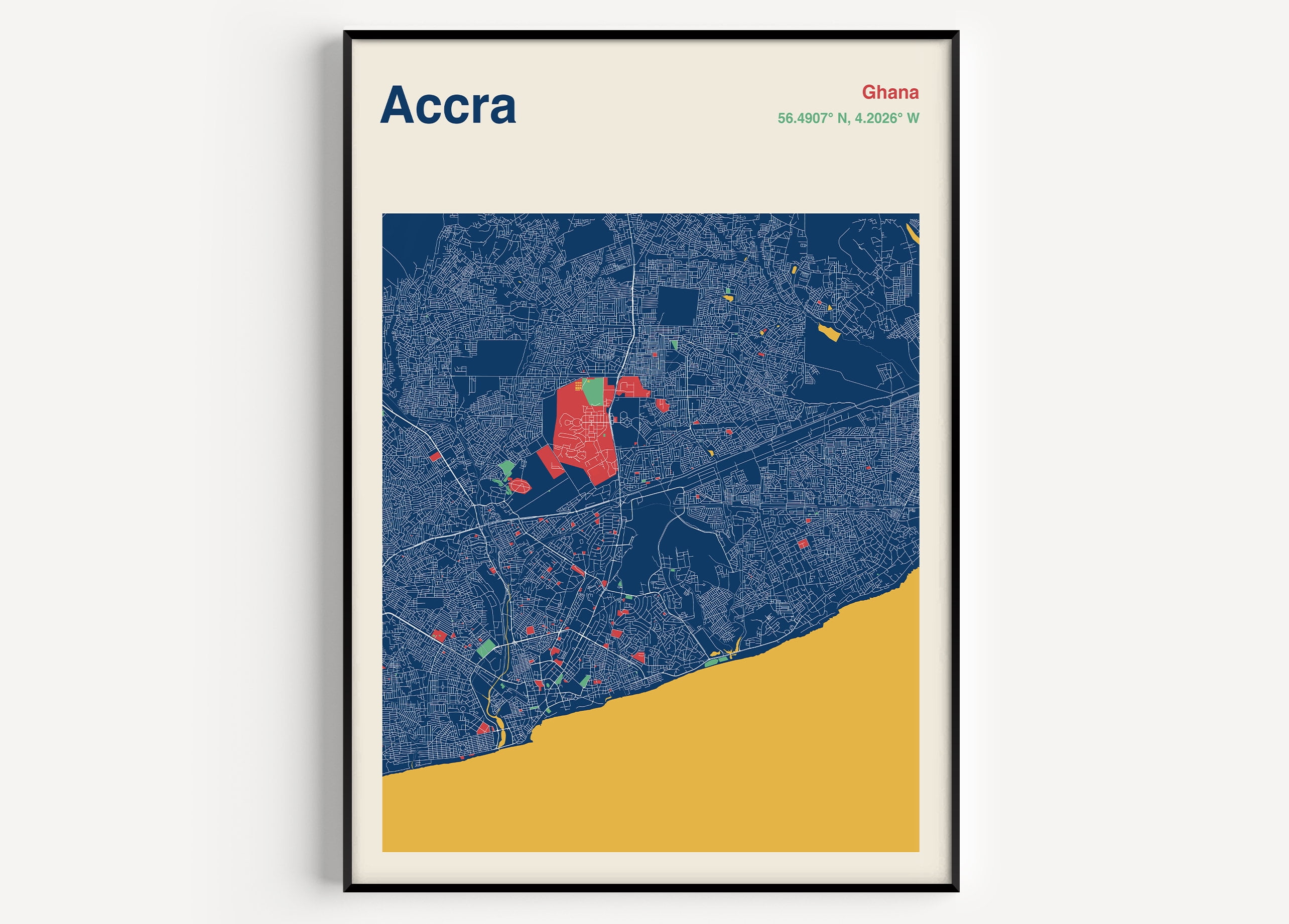 POSTER Accra Ghana Map Print, Map Of Acca, Accra City Map Poster ...