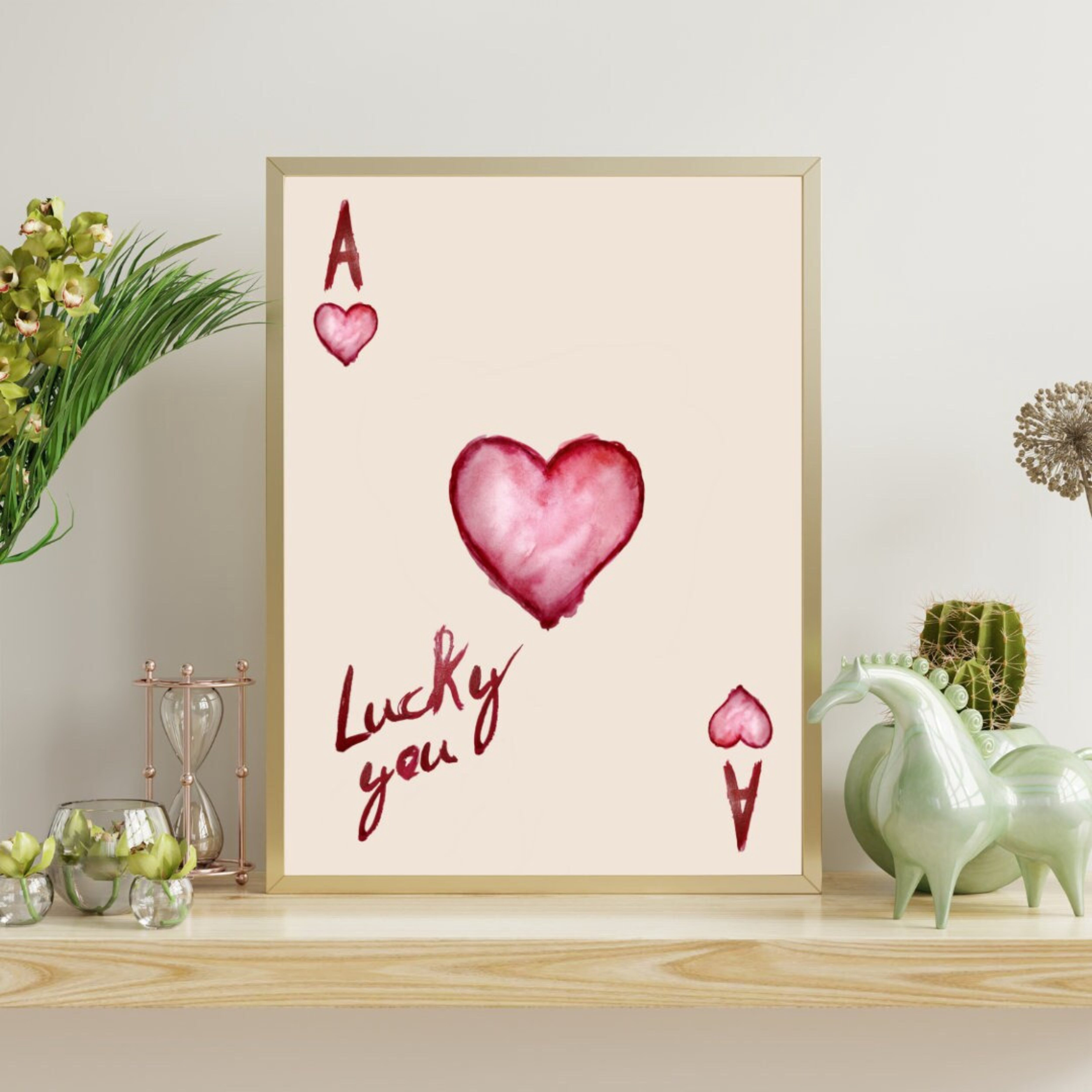 POSTER Ace of Hearts Print, Playing Card Poster,Modern Red Ace Card ...