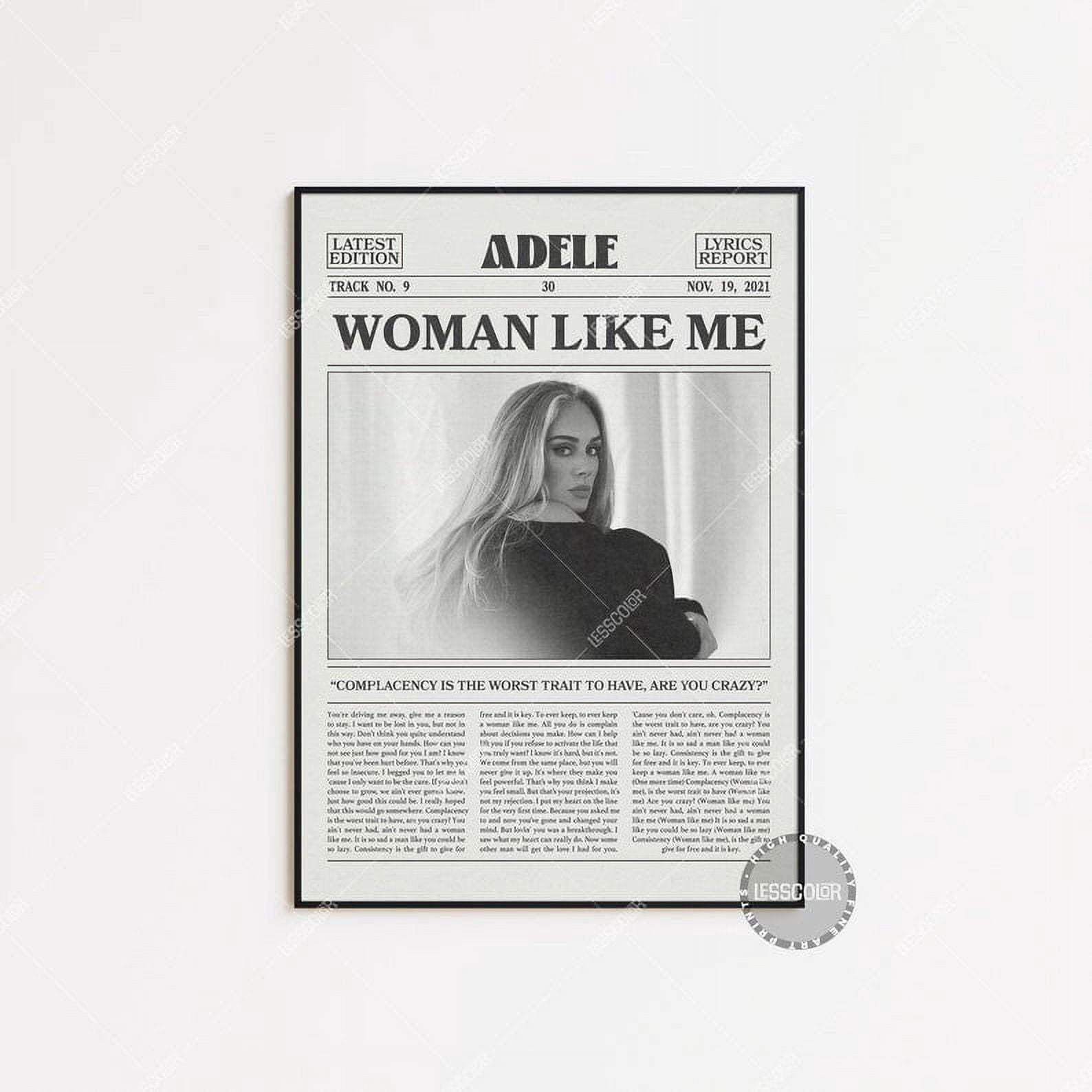 POSTER Adele Retro Newspaper Print, Woman Like Me Poster, Woman Like Me Lyrics Print, Adele 30 ...