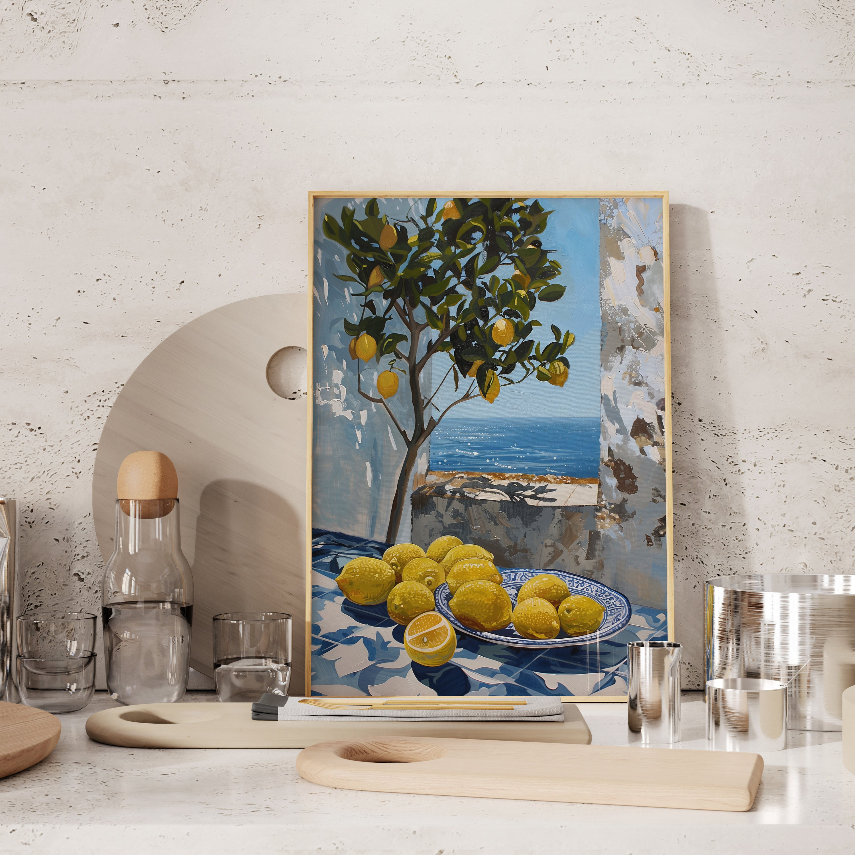 POSTER Aesthetic Landscape with Lemons, Lemon Print, Kitchen Wall Art ...