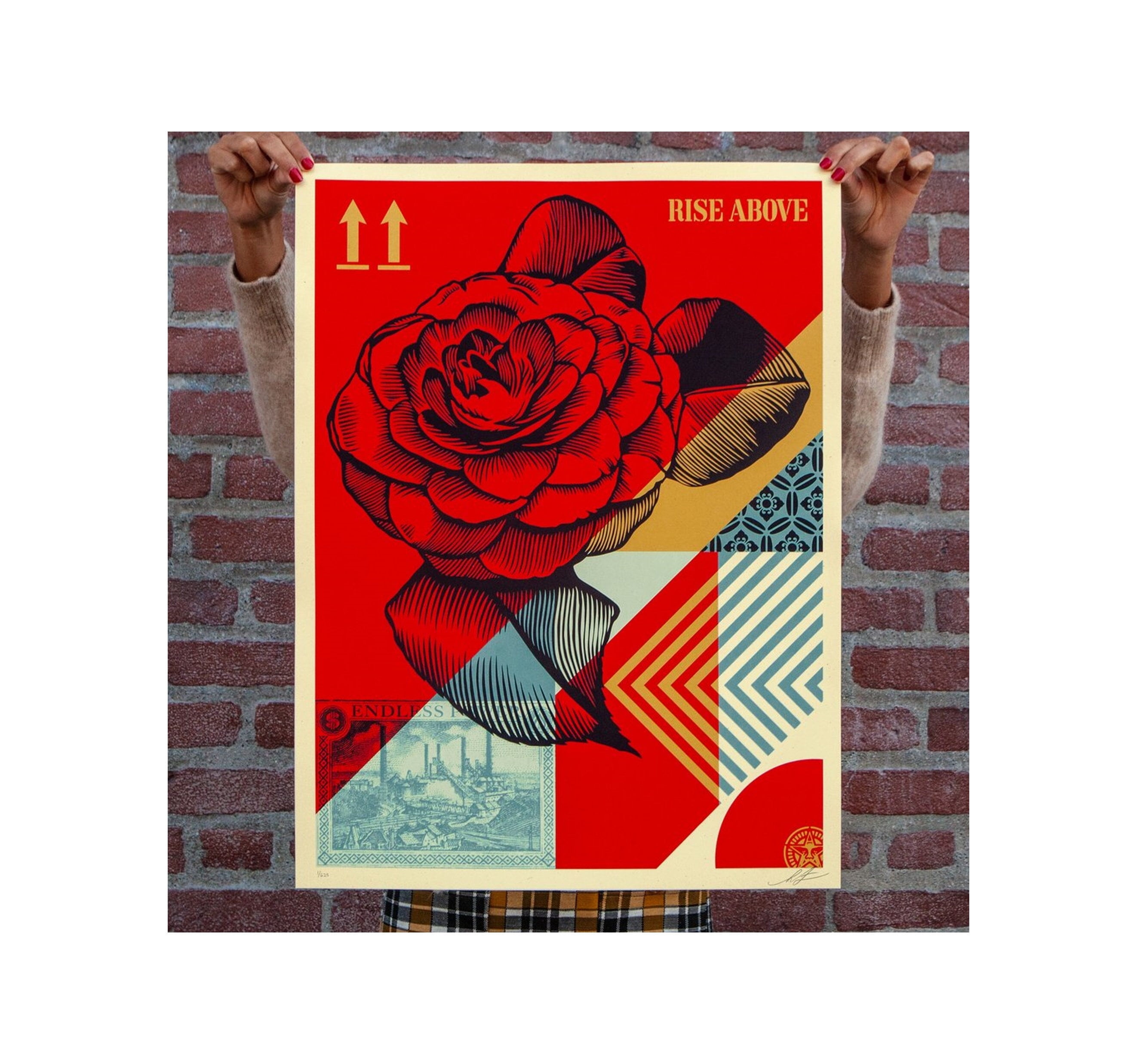 POSTER Affiche Signée - Rise Above Flower - Shepard Fairey (OBEY ...