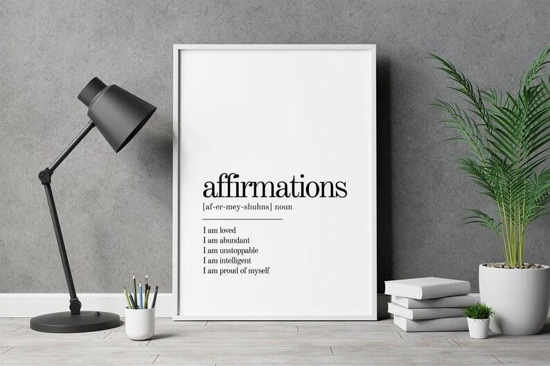 POSTER Affirmations Definition Print, Affirmations Wall Art Prints, Art ...