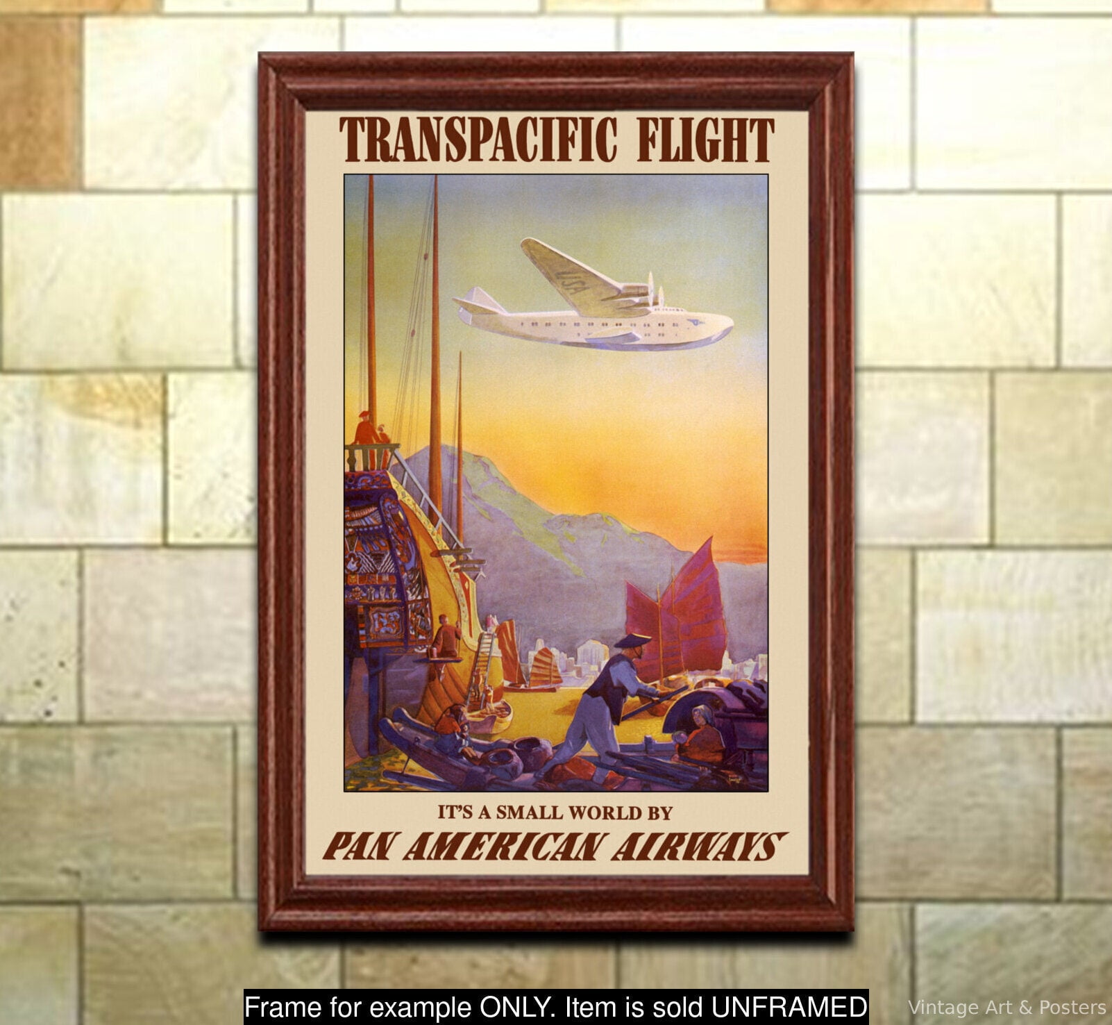 POSTER Airline Travel Poster Transpacific Flight, Vintage Aviation ...