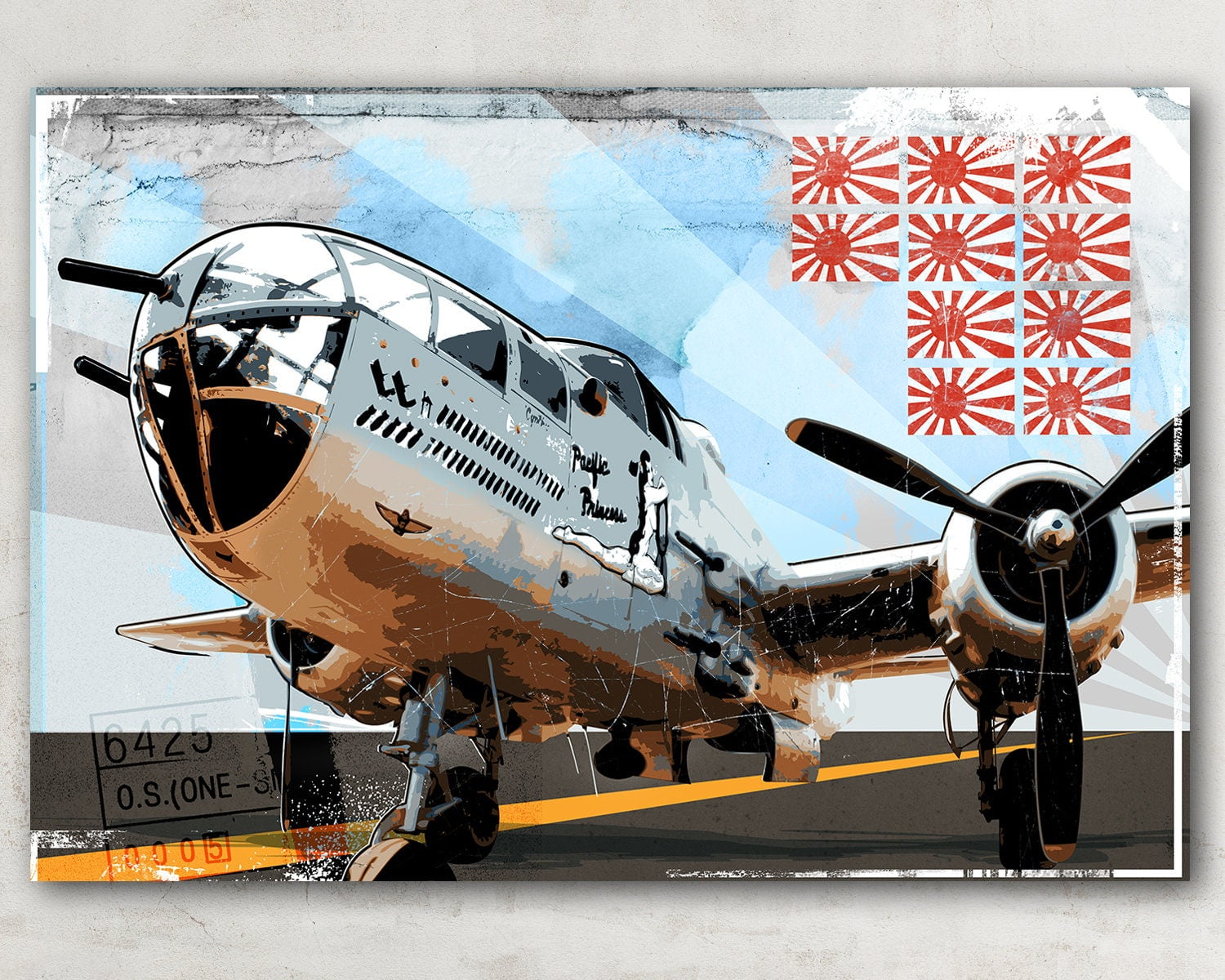 POSTER Airplane Print - B-25 Mitchell - Airplane Art, WWII vintage ...