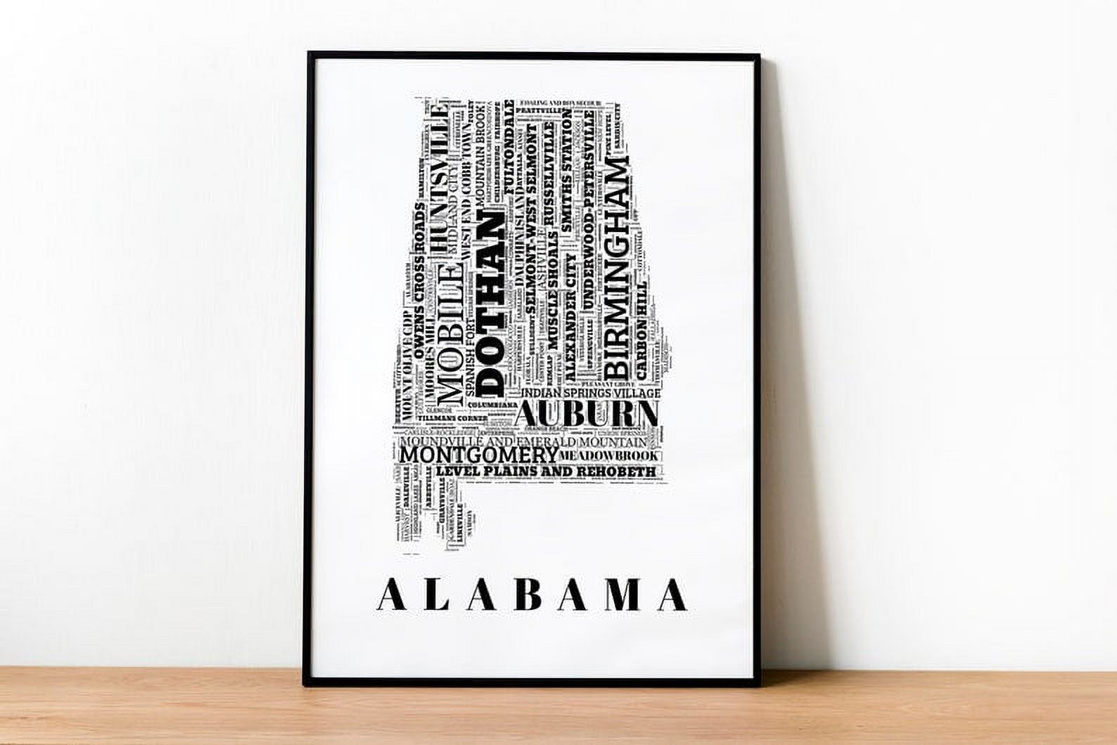 POSTER Alabama State Map, Alabama Word Cloud, Alabama Typography Map ...