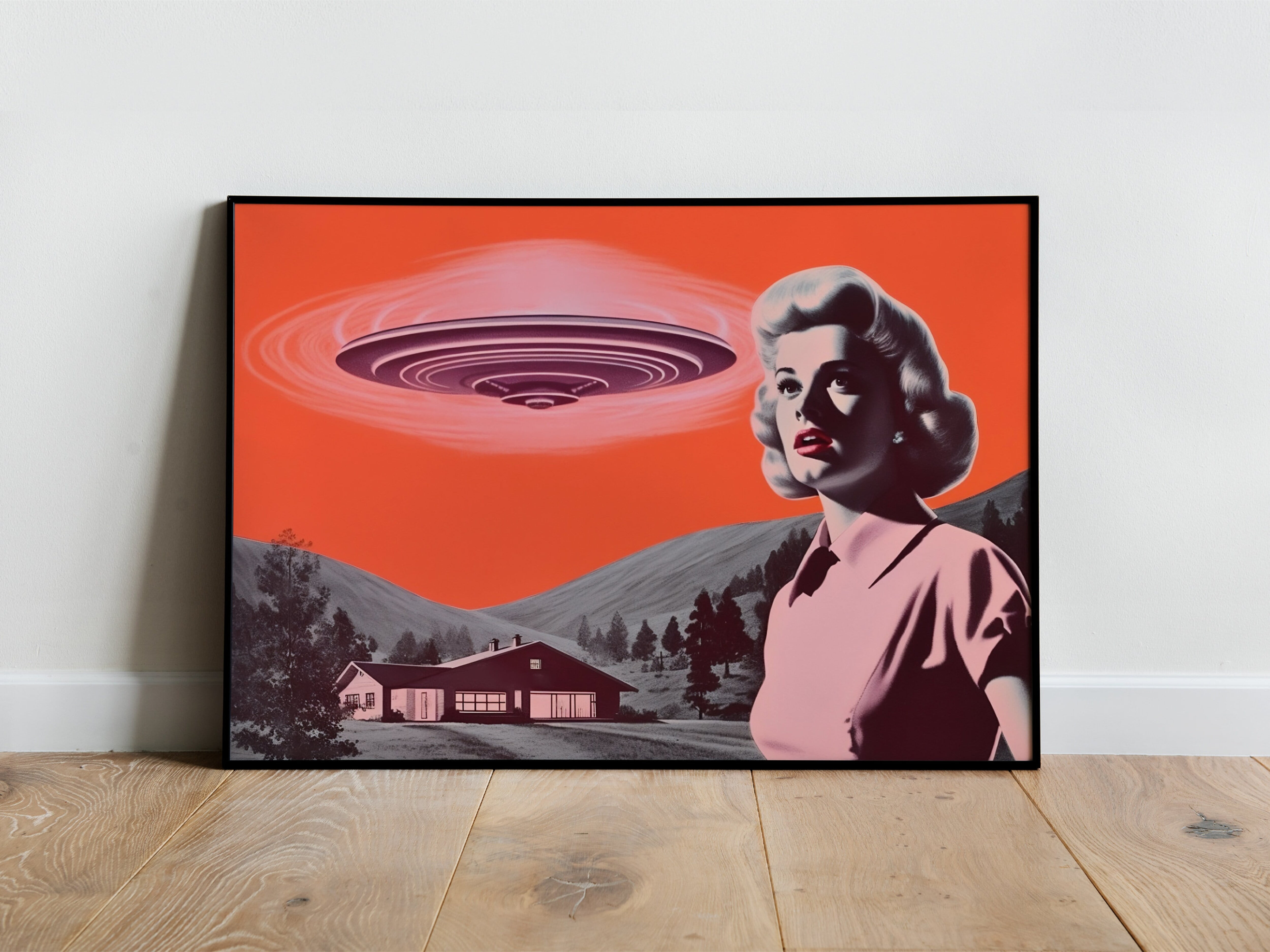 POSTER Alien Abduction Art UFO Poster Alien Art Print Retro Ufo Wall ...
