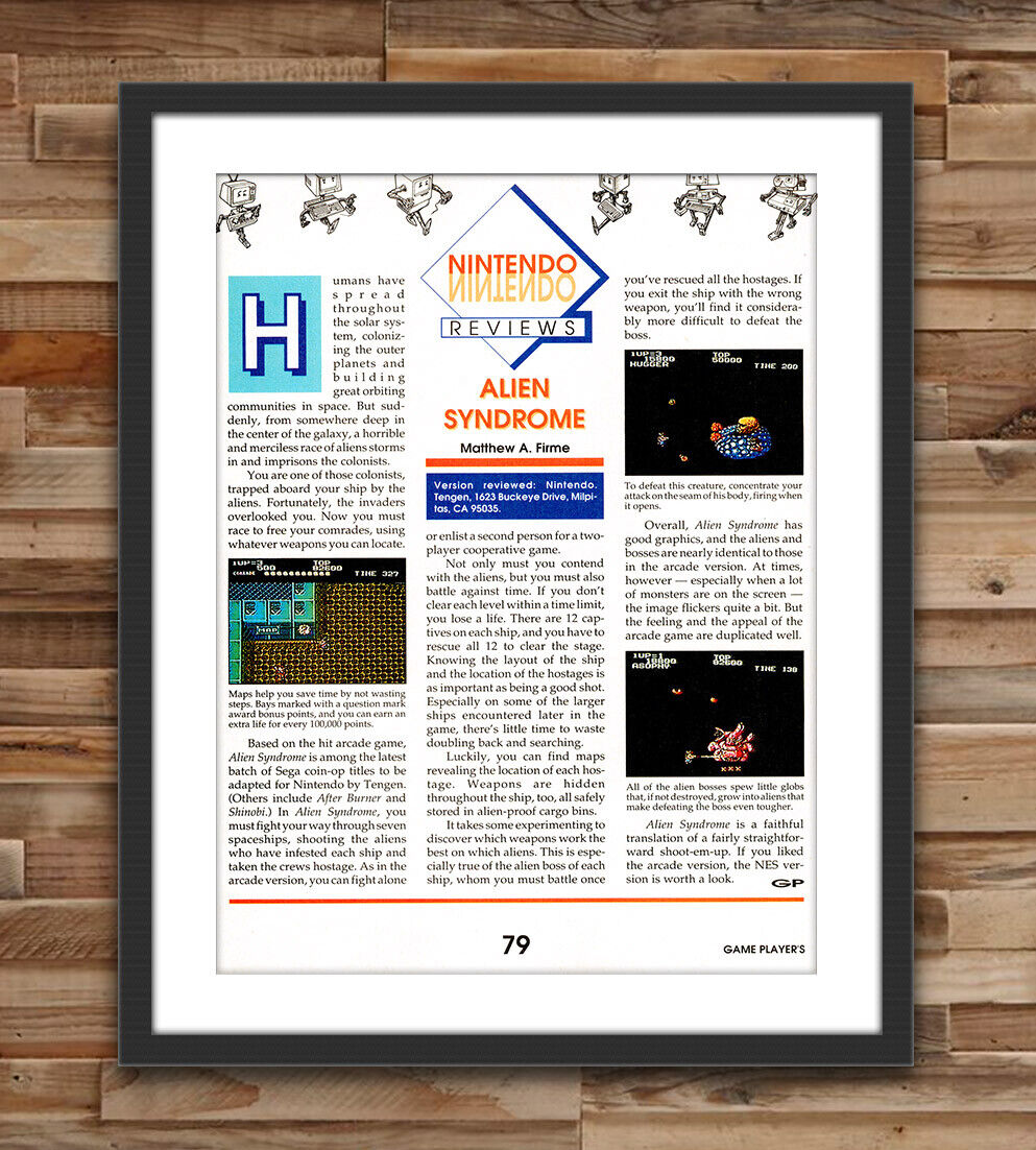 POSTER Alien Syndrome Nintendo NES Glossy Review Poster Unframed-12x18 ...