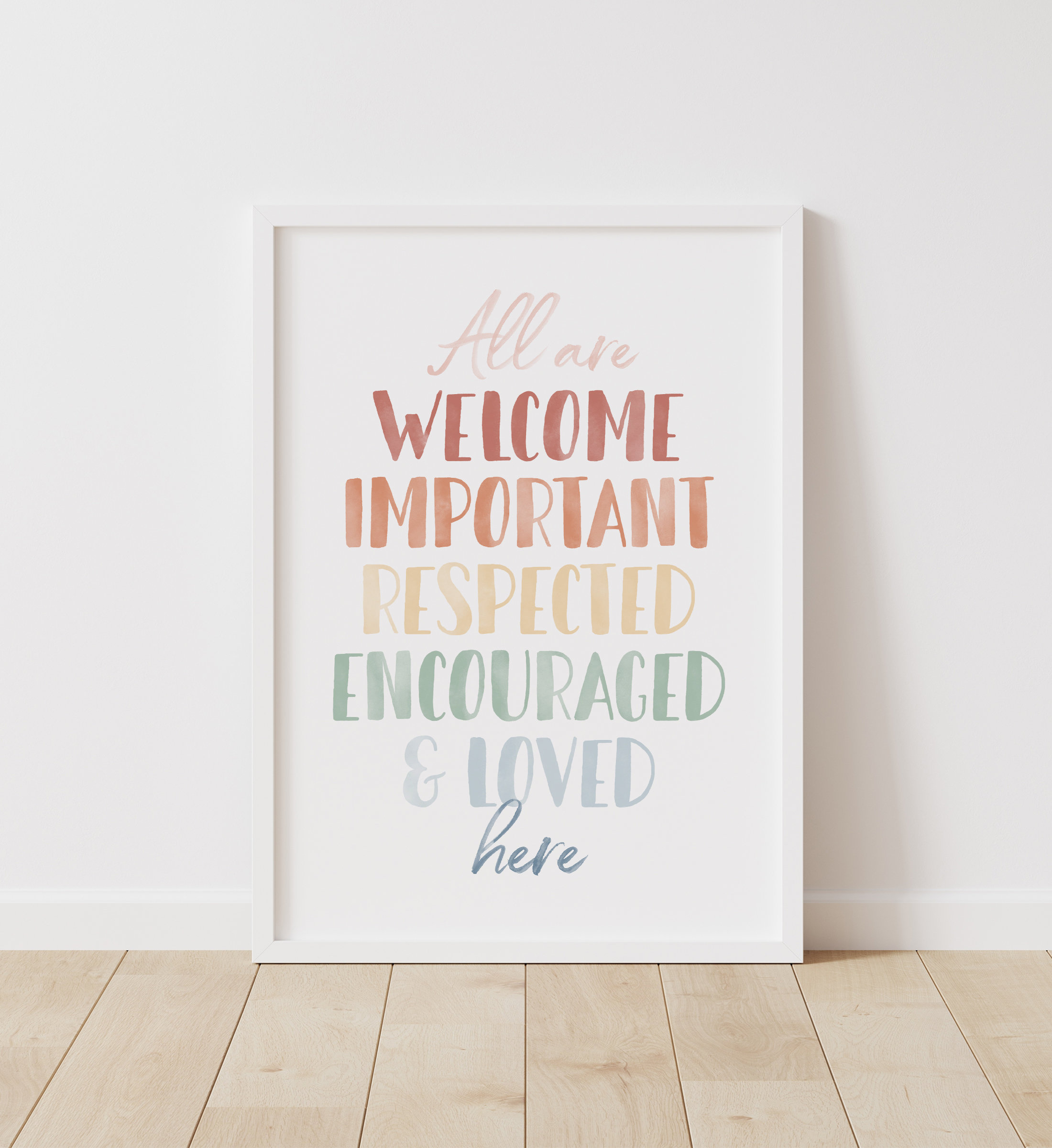 POSTER All Are Welcome Here Print, Rainbow Classroom Decor, Diversity ...