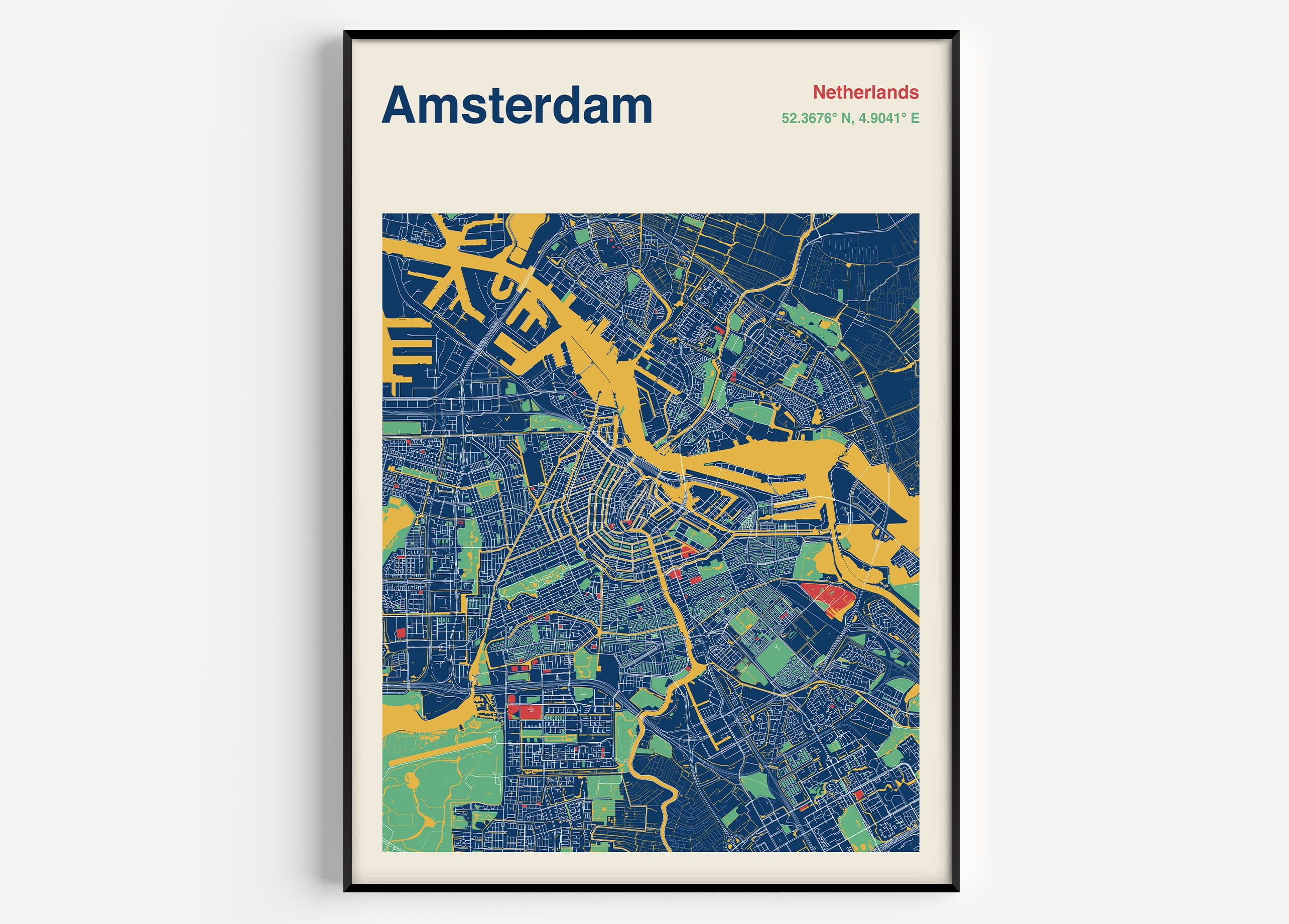 POSTER Amsterdam Map Print, Amsterdam Map Poster, Amsterdam Netherlands ...