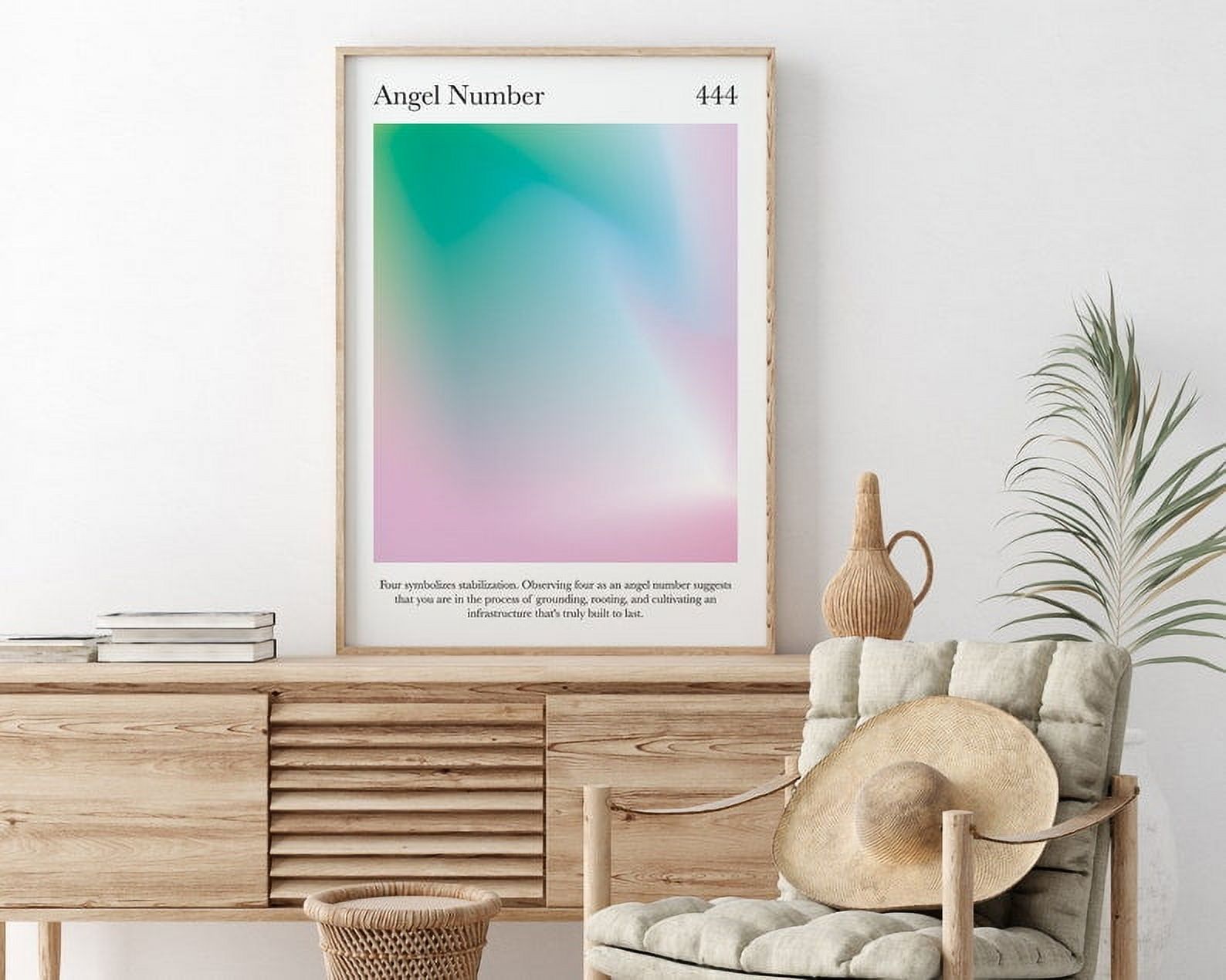 POSTER Angel Number 444, Gradient Aura Energy Print, Spiritual Poster, Manifestation Wall Art ...
