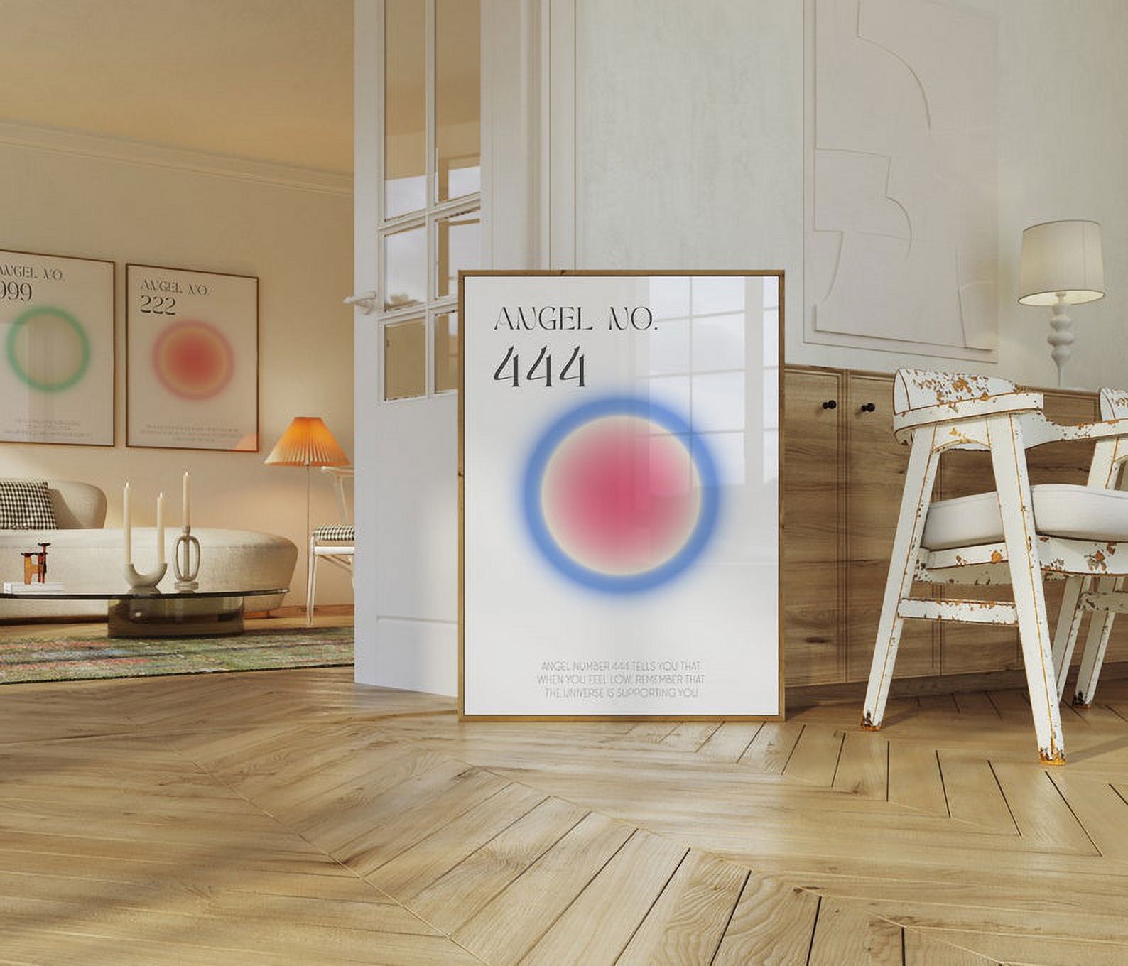 POSTER Angel Number Poster 444, Aura Energy Poster, Spiritual Poster, y2k Print, Pink Gradient ...