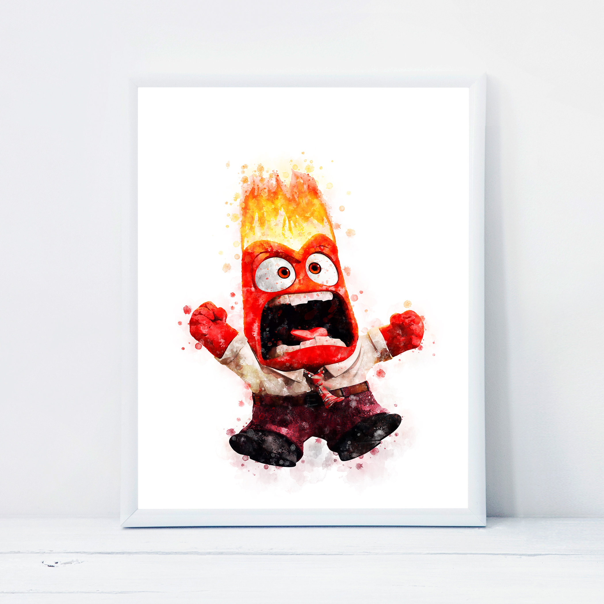 POSTER Anger Print Inside Out Anger Watercolor Art Print Anger Poster ...