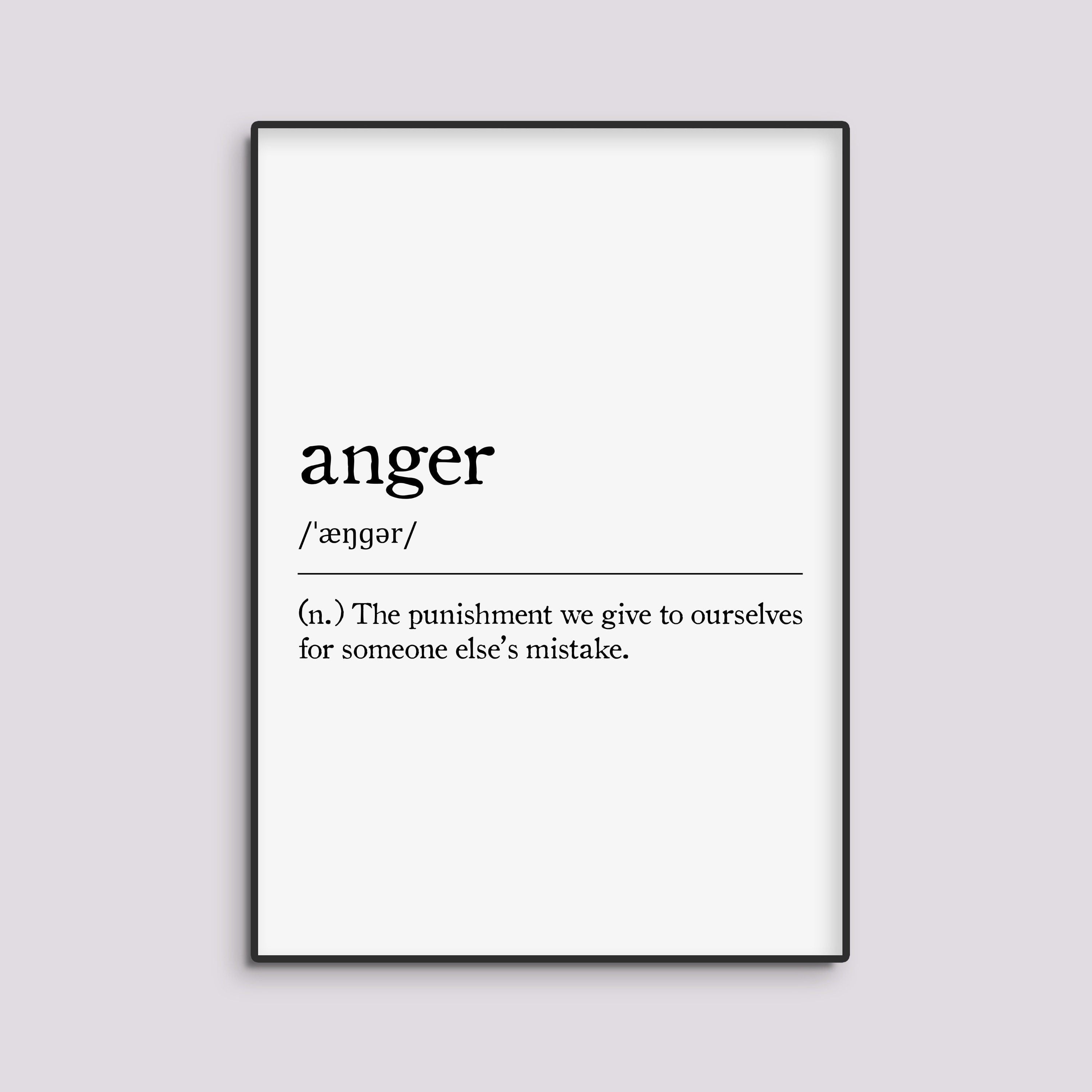 POSTER Anger Word Definition Print, Meaningful Word Definition Wall Art ...