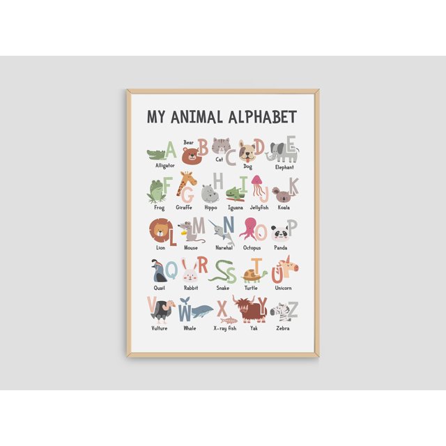 POSTER Animal Alphabet Poster, ABC Poster, Wall Art, Pastel Educational ...