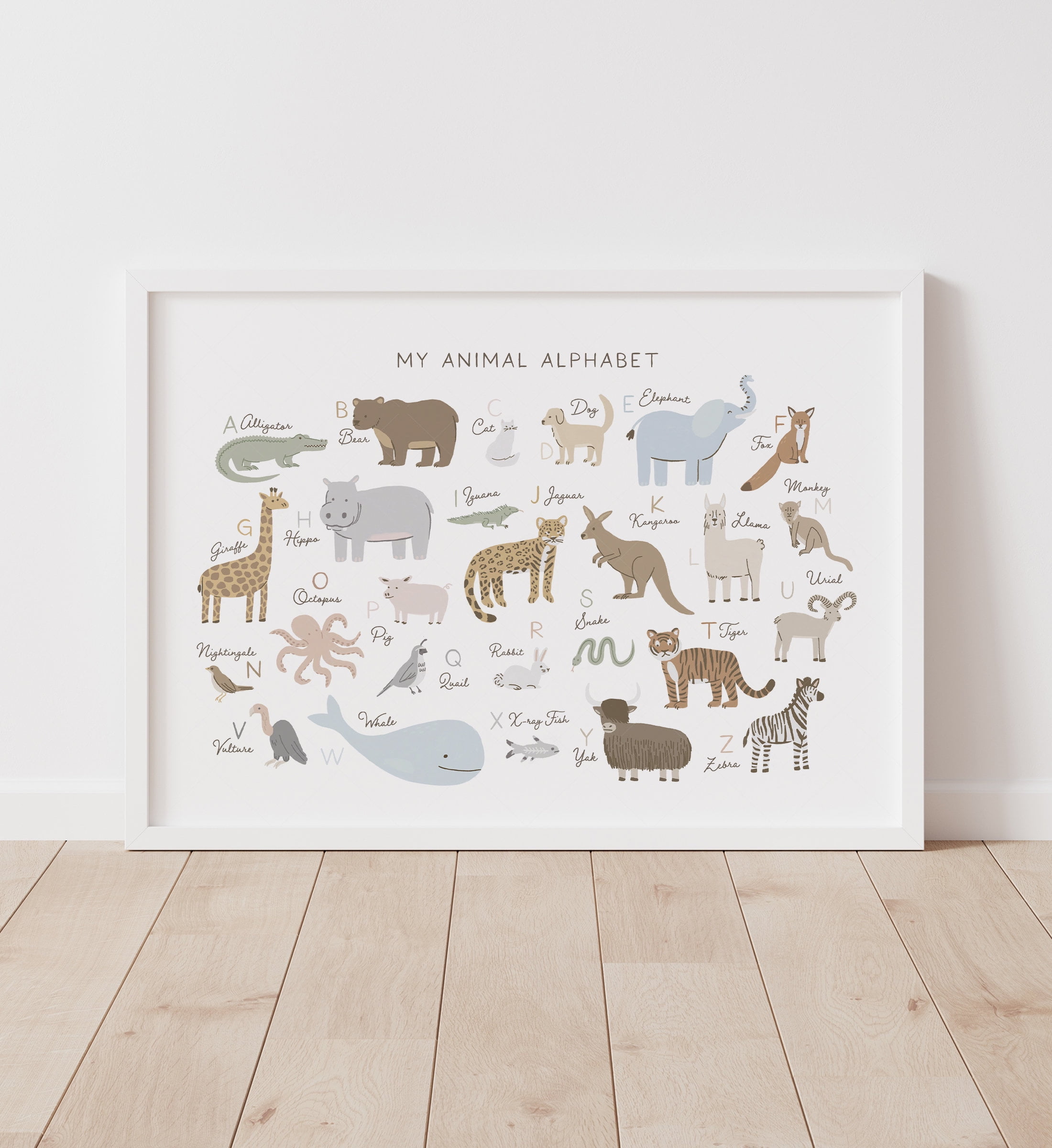 POSTER Animal Alphabet Poster, Nursery Wall Art, Educational ABC Poster ...