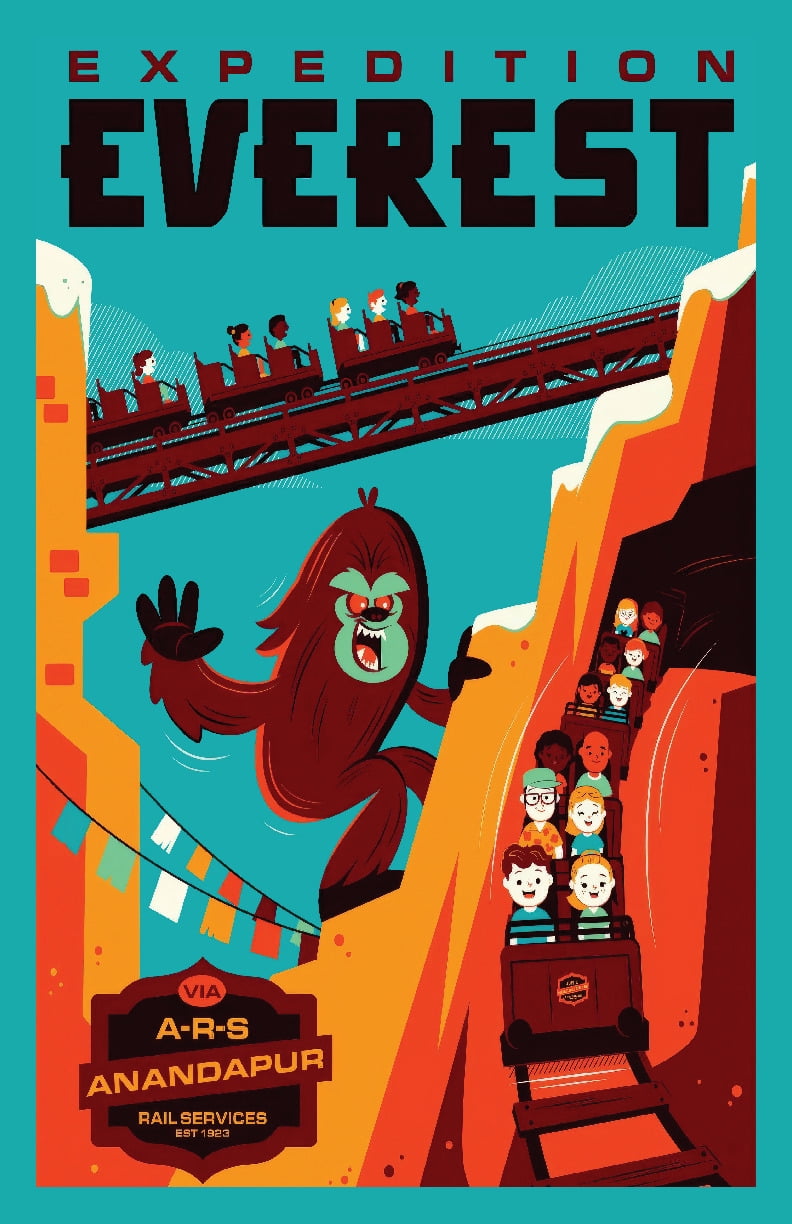 POSTER Animal Kingdom Expedition Everest Yeti Attraction Disney Poster ...
