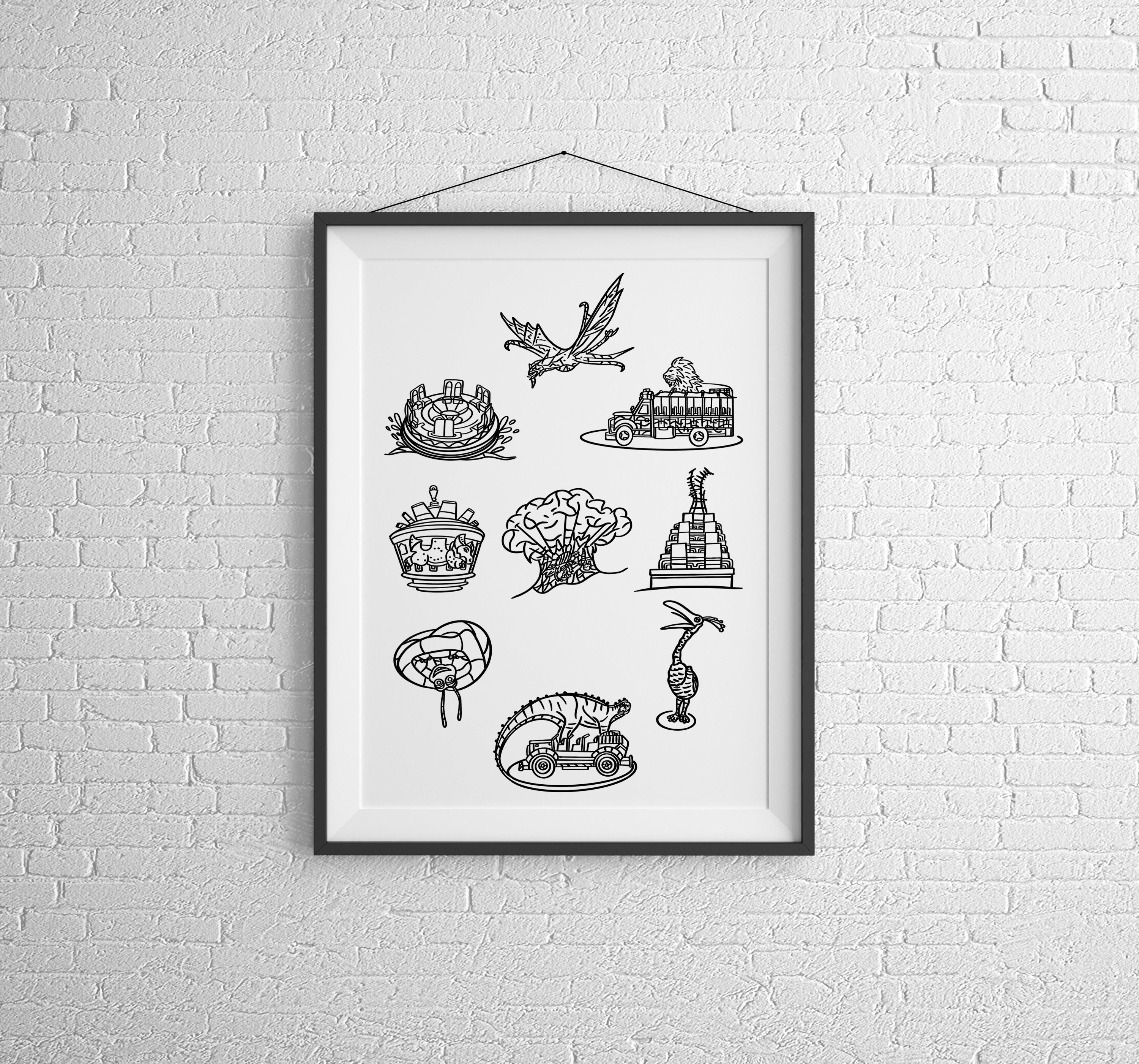 Poster Animal Kingdom, Line Art, Disney Print, Disney Poster , Disney ...
