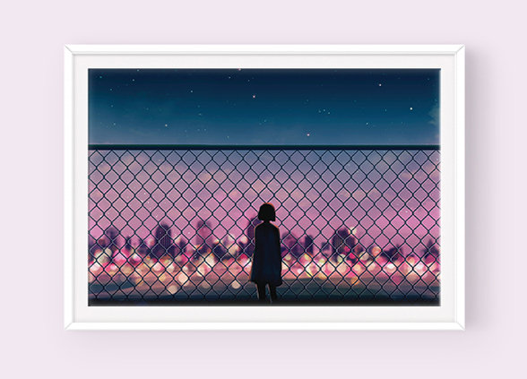 POSTER Anime City Poster: Reflect, Anime Scenery, Anime Silhouette ...