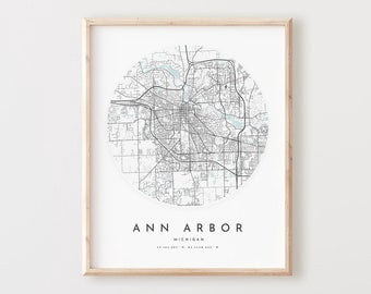 POSTER Ann Arbor Map Print, Ann Arbor Map Poster City Wall Art, Mi Road ...
