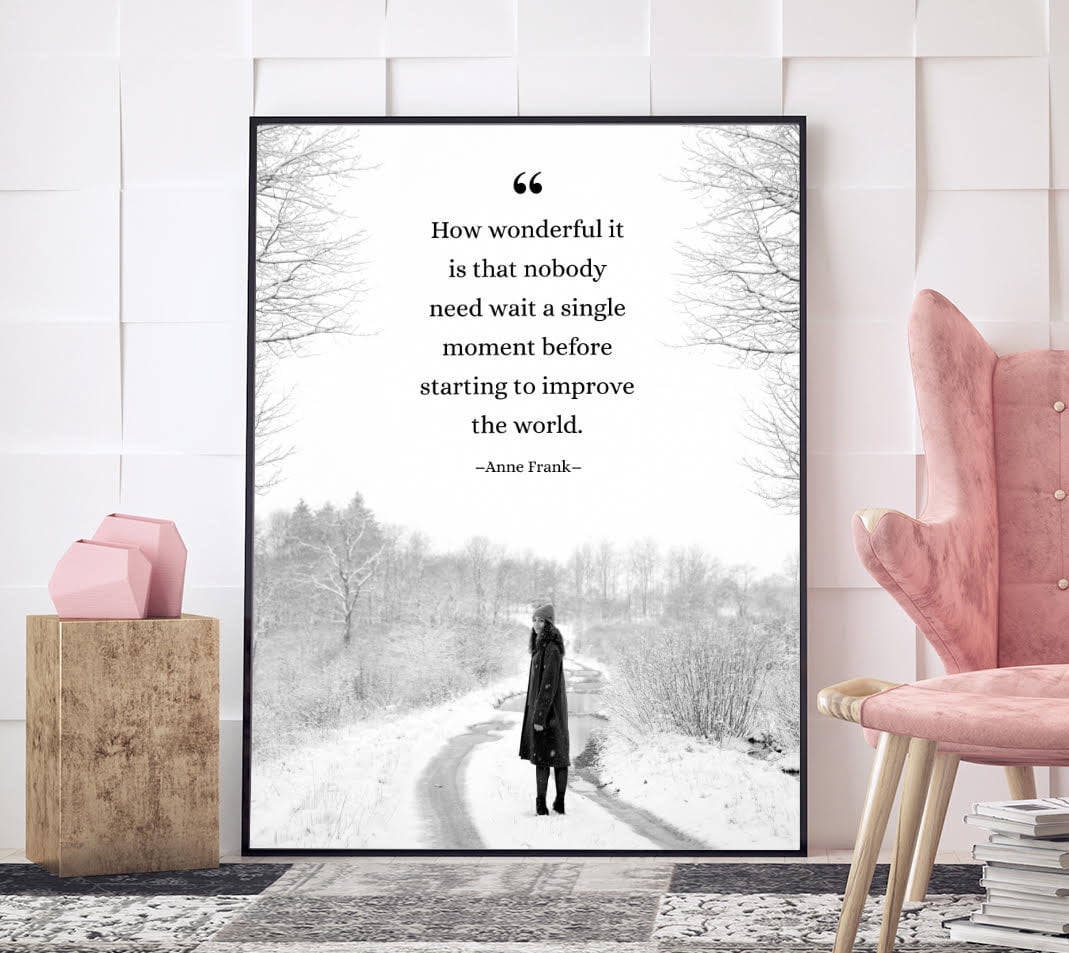 POSTER Anne Frank Improve the World Inspirational Quote Print. Fine Art ...