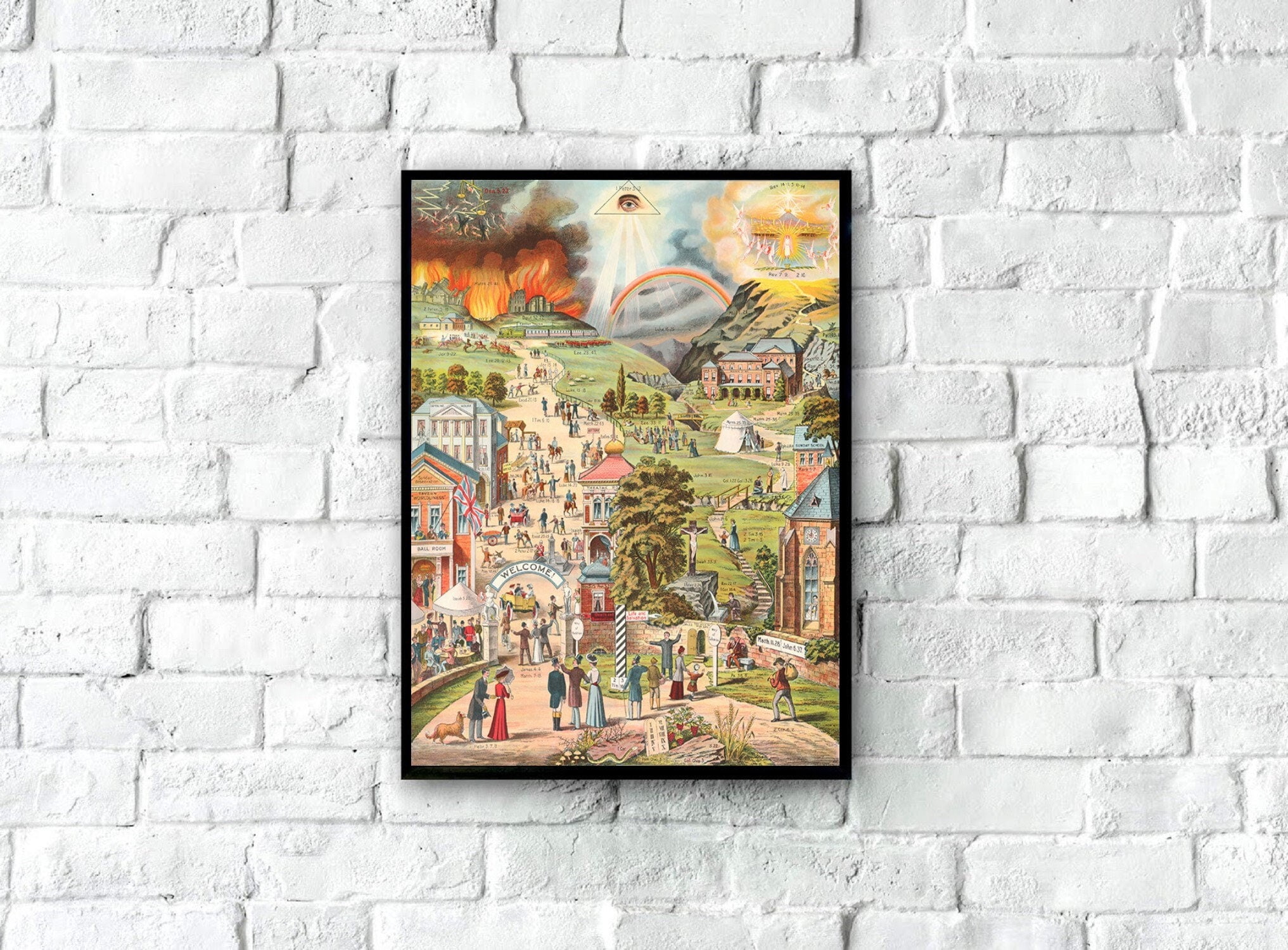 POSTER Antique Christian Art Print - The Broad and The Narrow Way 1883 ...