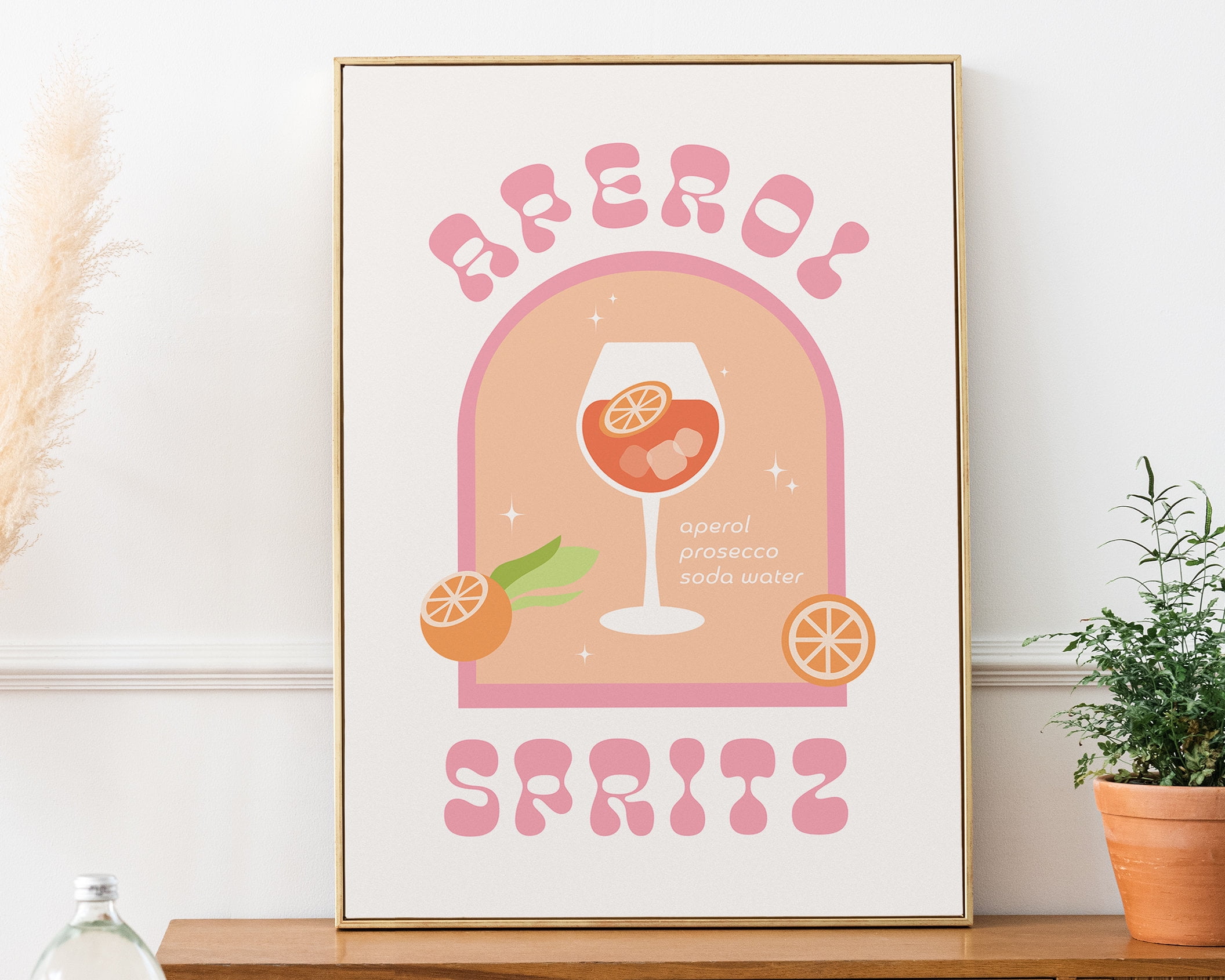 POSTER Aperol Spritz Cocktail Print, Bar Cart Decor, Retro Cocktail ...