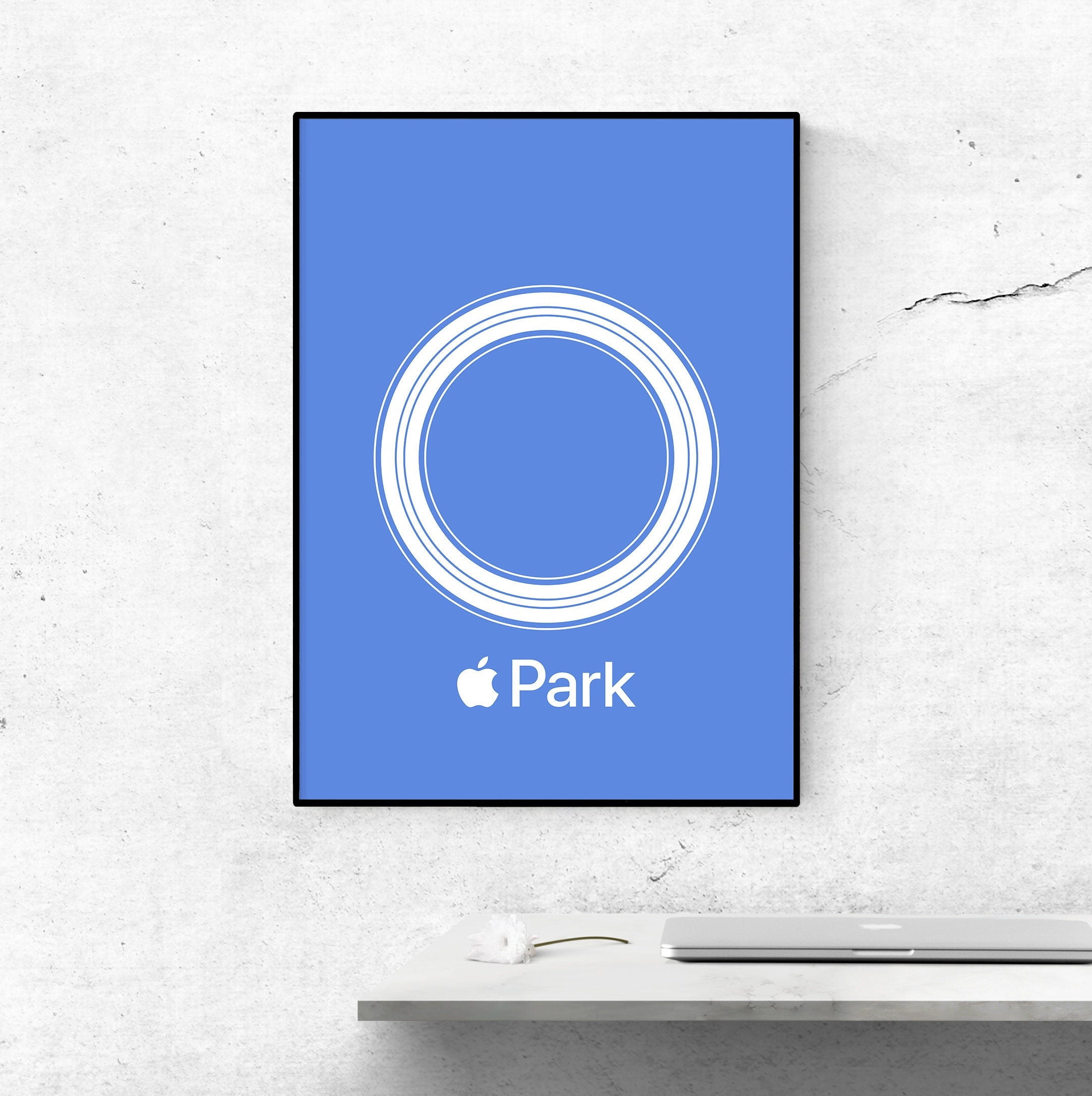 Poster Apple Park Poster . Blue Apple Park Logo Poster . Apple Park ...