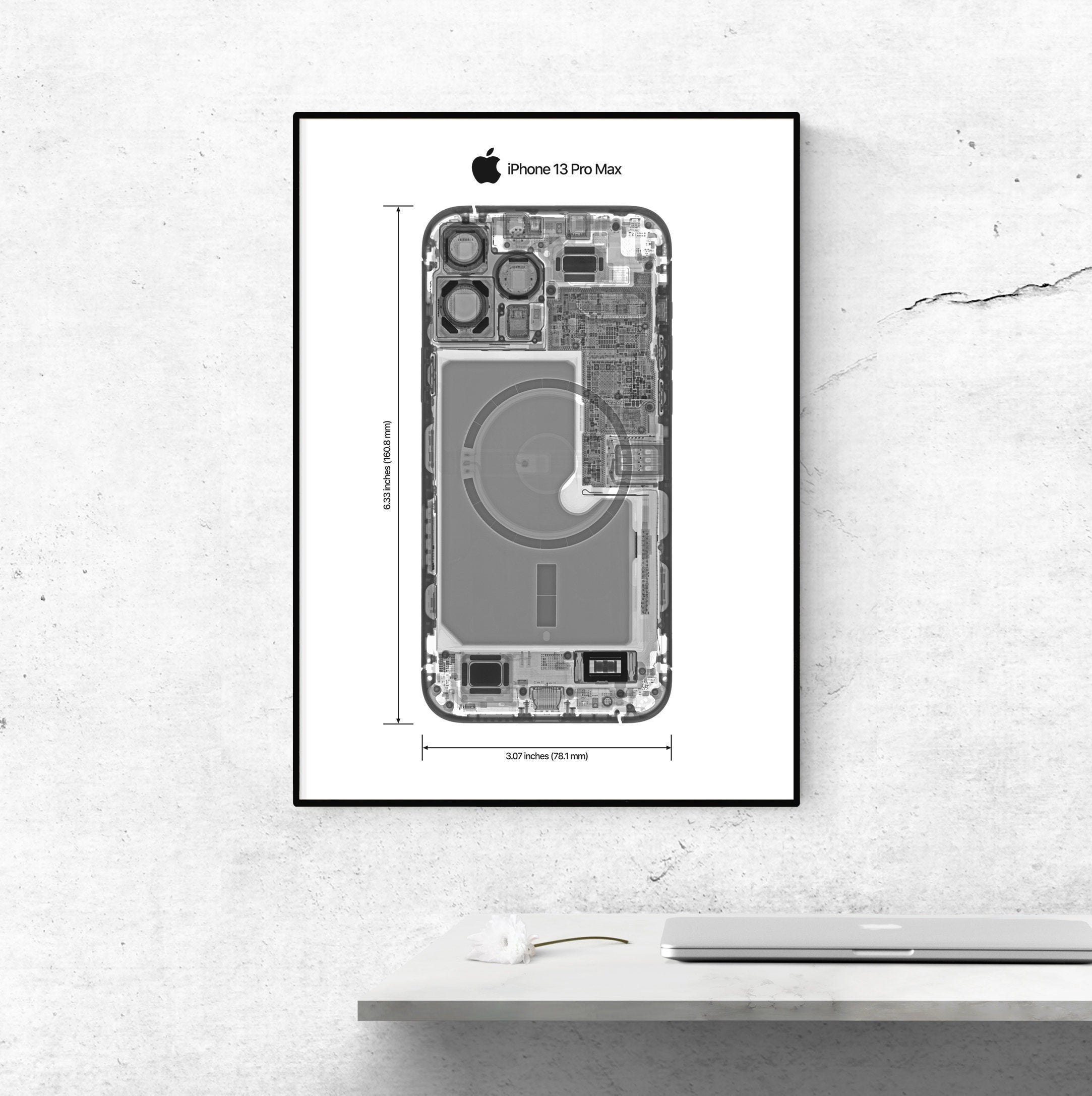 POSTER Apple iPhone 13 Pro Max X-ray Poster. iPhone Xray Poster. Xray ...