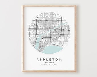 POSTER Appleton Map Print, Appleton Map Poster City Wall Art, Wi Road ...